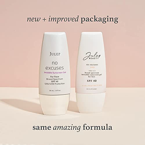 Julep No Excuses SPF 40 Clear Facial Sunscreen Broad-Spectrum - Glow Face Moisturizer With Antioxidants - Non-Greasy Formula - Safe for Sensitive and Acne Prone Skin - 1 Fl Oz