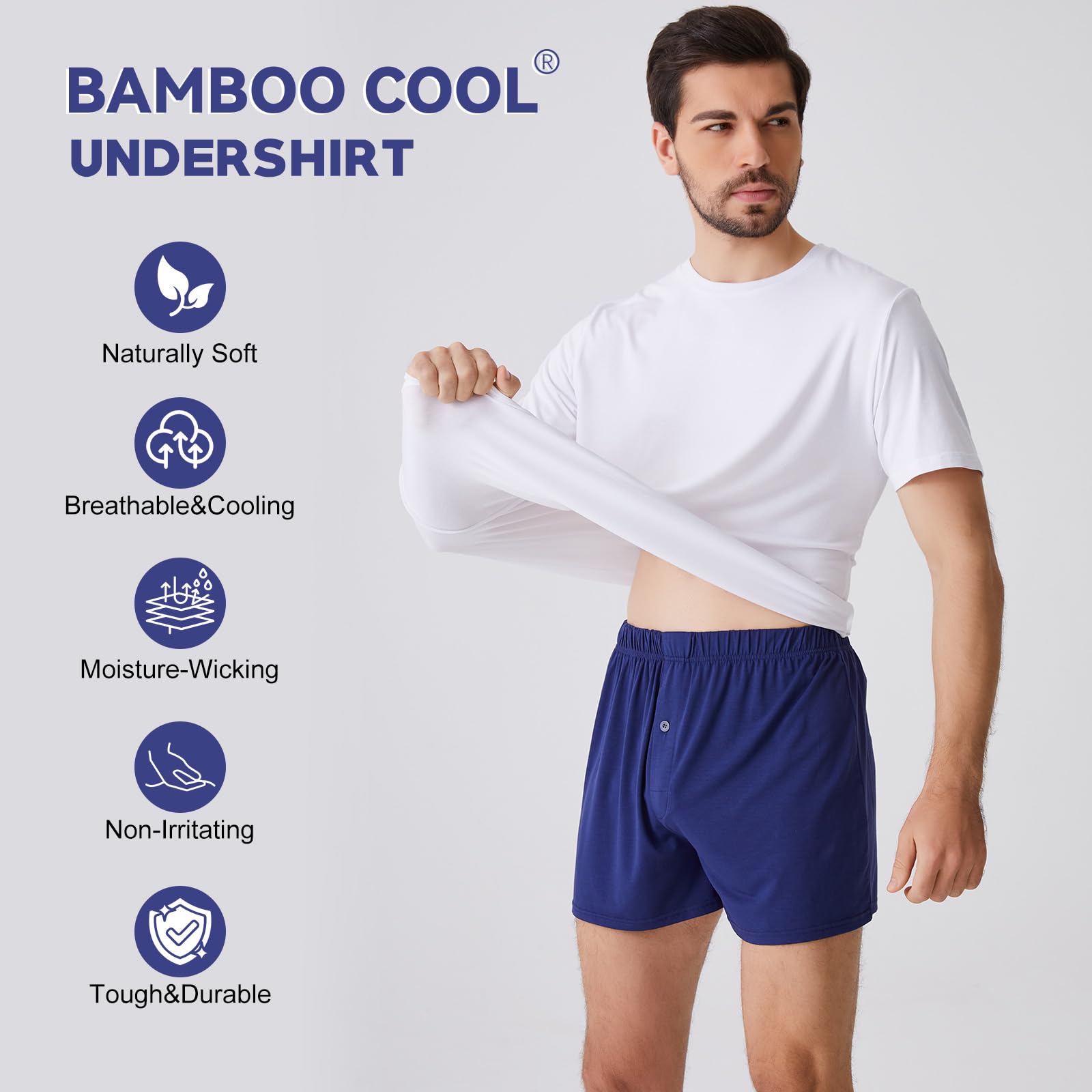 BAMBOO COOL Men's Undershirt Moisture-Wicking T-Shirts Stretch Crewneck Soft Tees for Men,3 Pack(2XL)