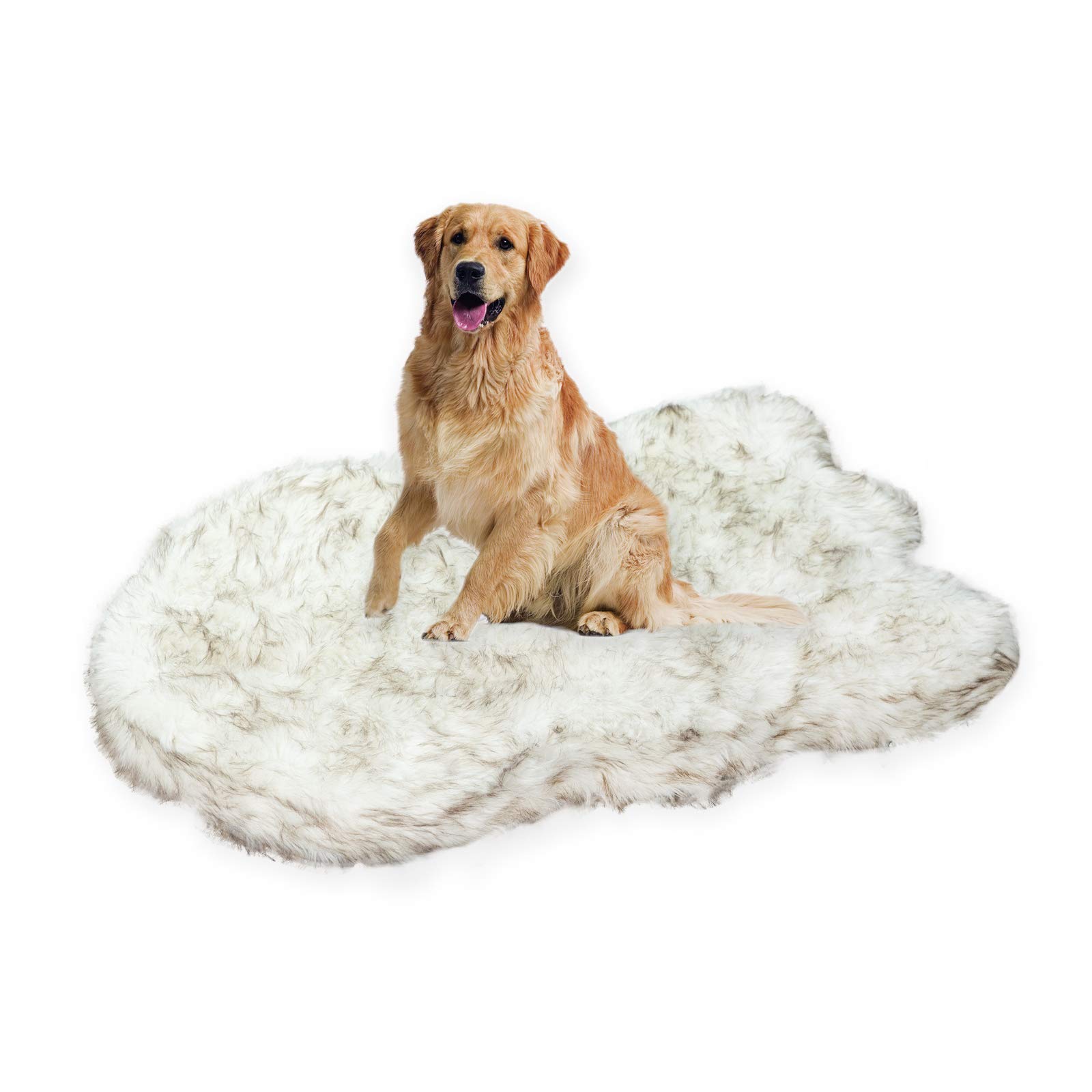 Laifug Luxury Faux Fur Dog Bed，5-inch Thick Grade Ultra Soft Memory Foam Dog Bed with Faux Fur Cover, Plush Orthopedic Dog Bed with Removable Cover，Waterproof Liner（Gray-Brown，White）