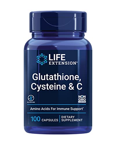 Life Extension Glutathione, Cysteine & C - Antioxidant Supplement with Vitamin C, L-Glutathione Reduced & L-Cysteine - For Liver Health Support & Detox - Gluten Free, Non-GMO - 100 Capsules