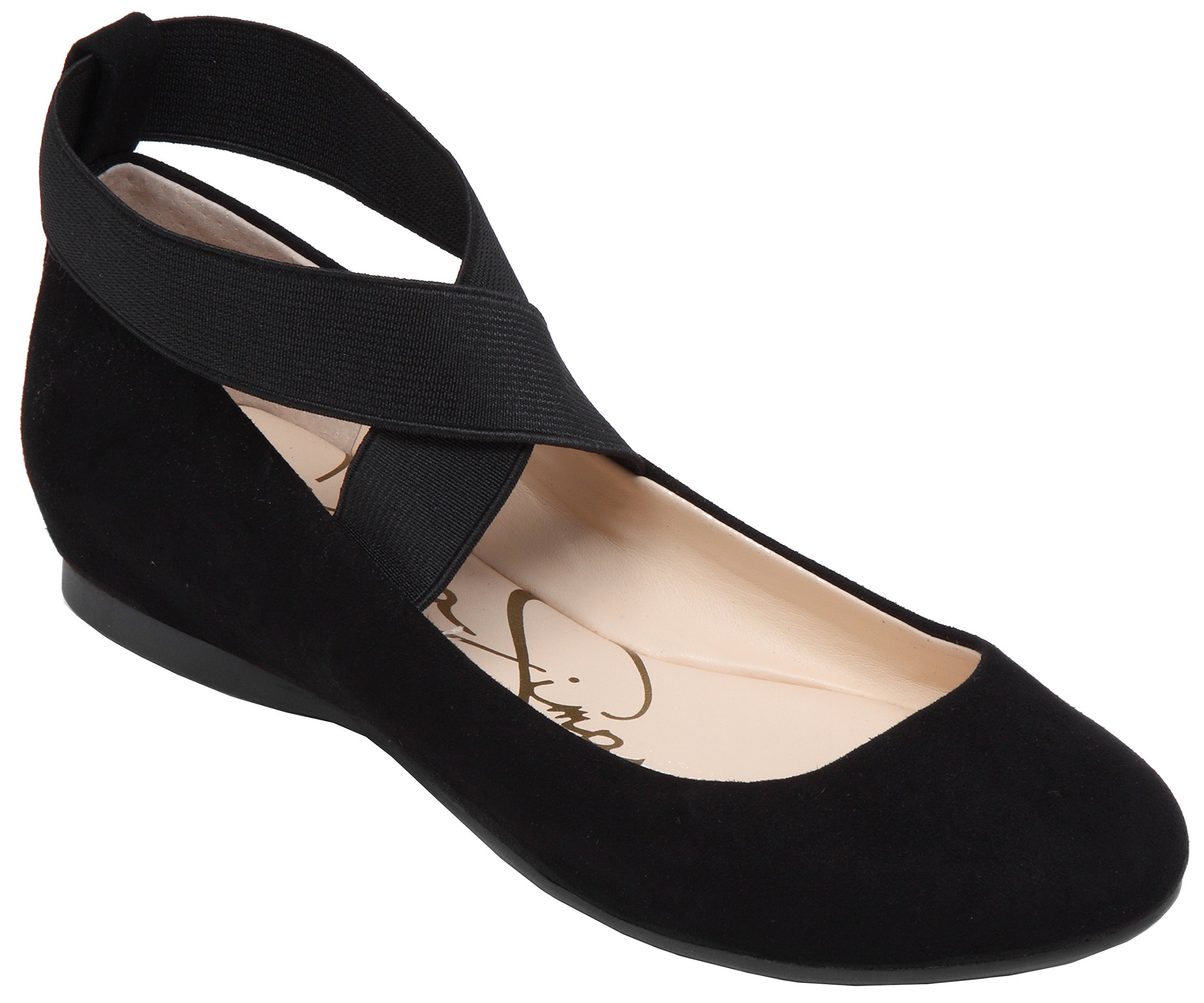 Jessica Simpson Women's Mandayss Ballet Flat, Black Micro Suede, 9
