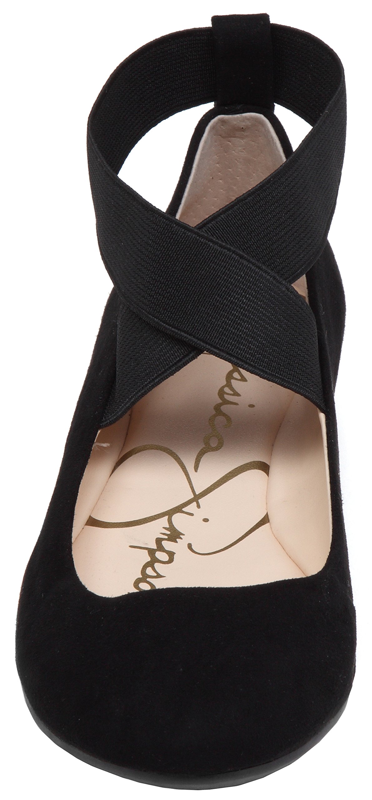 Jessica Simpson Women's Mandayss Ballet Flat, Black Micro Suede, 9