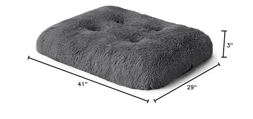 Bedsure Extra Large Dog Bed Washable, Plush Calming Dog Crate Beds for Large Breed, Fulffy Dogs Sleeping Mat, Anti-Slip Pet Kennel Pad, 41" x 29", Dark Grey