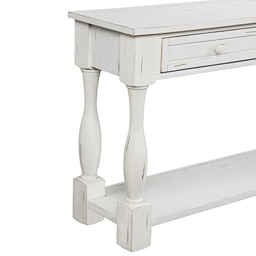 Goohome 64" Long Extra-Thick Console Table Sofa Table with 3 Drawers and Bottom Shelf, Open Countertop, Retro Mediterranean Style Solid Wood Accent Entryway Table for Hallway Living Room