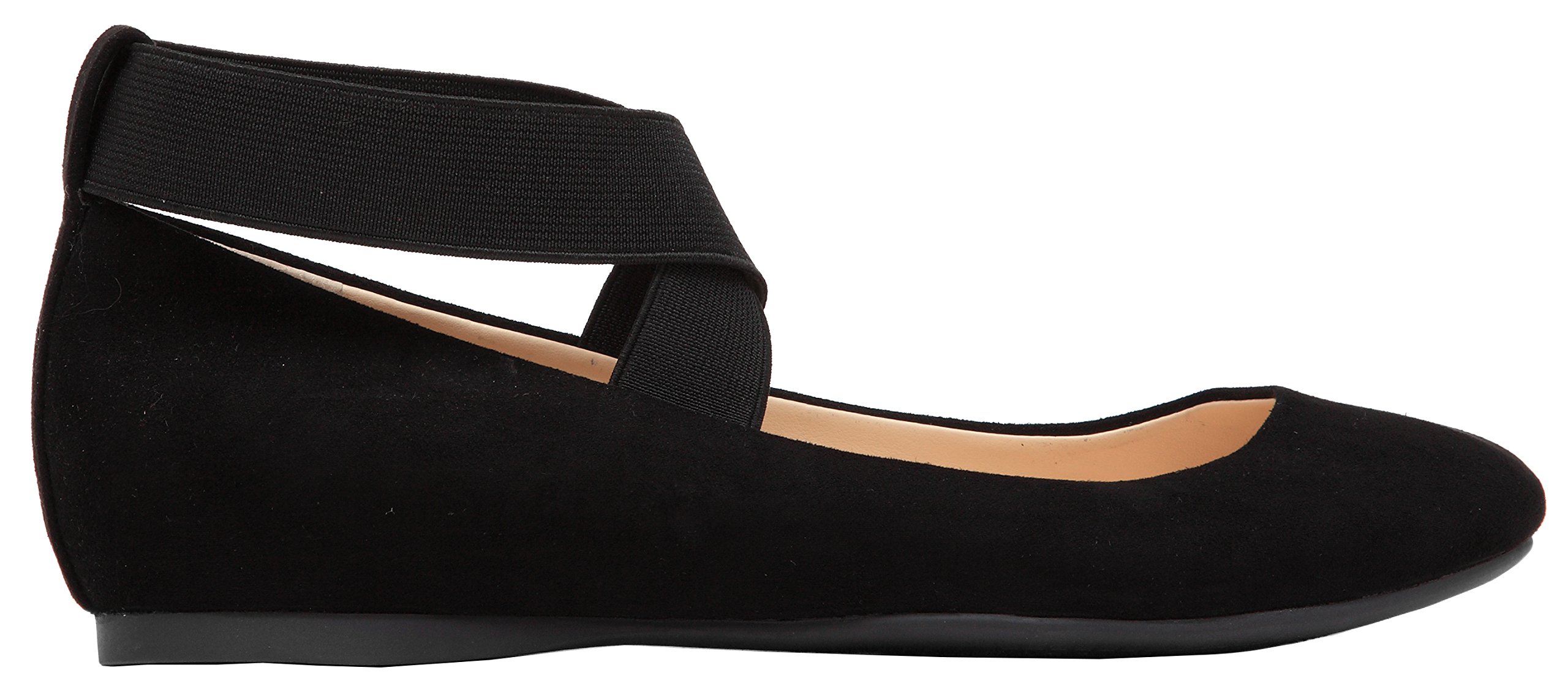 Jessica Simpson Women's Mandayss Ballet Flat, Black Micro Suede, 9