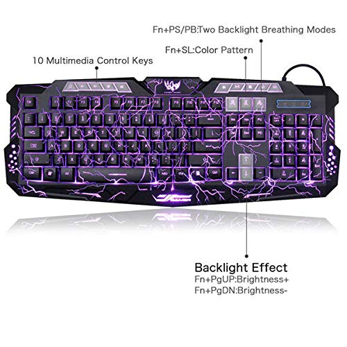 Ants-Store - LED 3 Color Backlight/Crackle M-200 Multimedia Ergonomic USB Gaming Keyboard