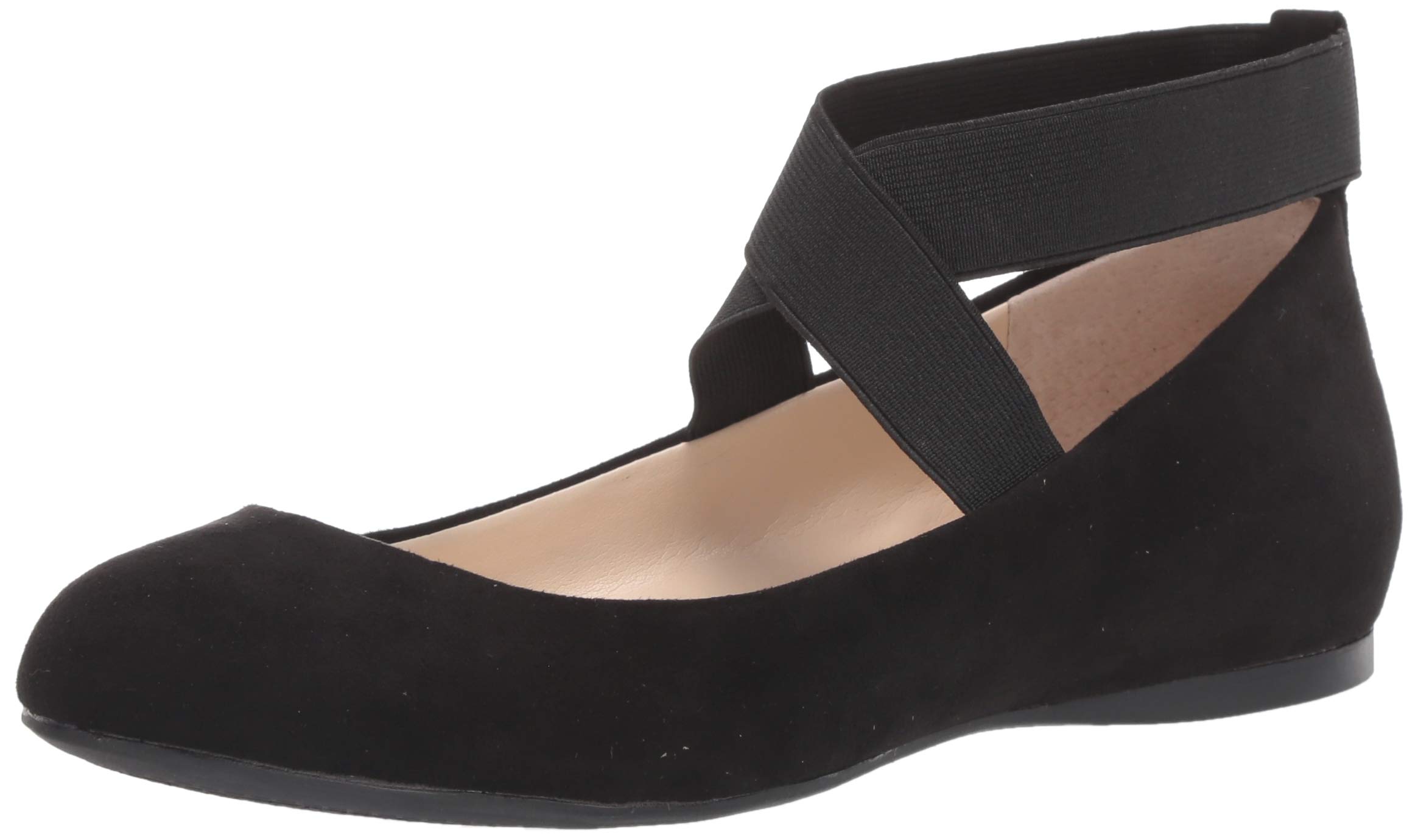 Jessica Simpson Women's Mandayss Ballet Flat, Black Micro Suede, 9