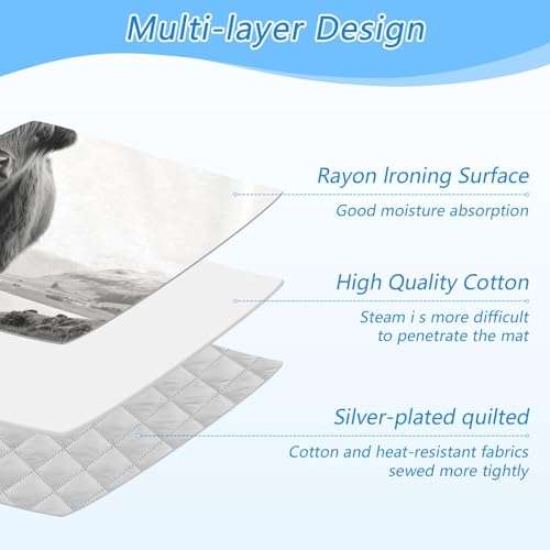 GOODOLD Highland Cattle Ironing Mat Portable Travel Ironing Pad for Washer,Dryer,Table Top, Iron Board Alternative Cover, Large Heat Resistant Ironing Blanket