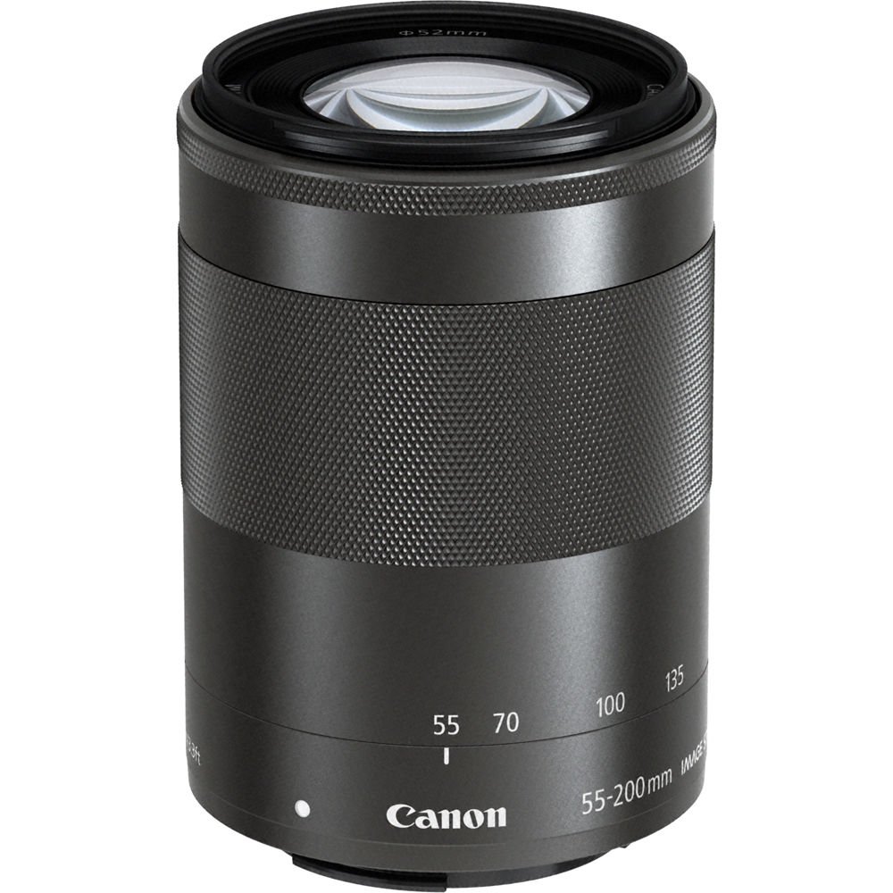 Canon EF-M 55-200mm f/4.5-6.3 is STM Lens (Black) (9517B002) + Filter Kit + Backpack + 64GB Card + Card Reader + Flex Tripod + Memory Wallet + Cap Keeper + Cleaning Kit + Hand Strap + More (Renewed)