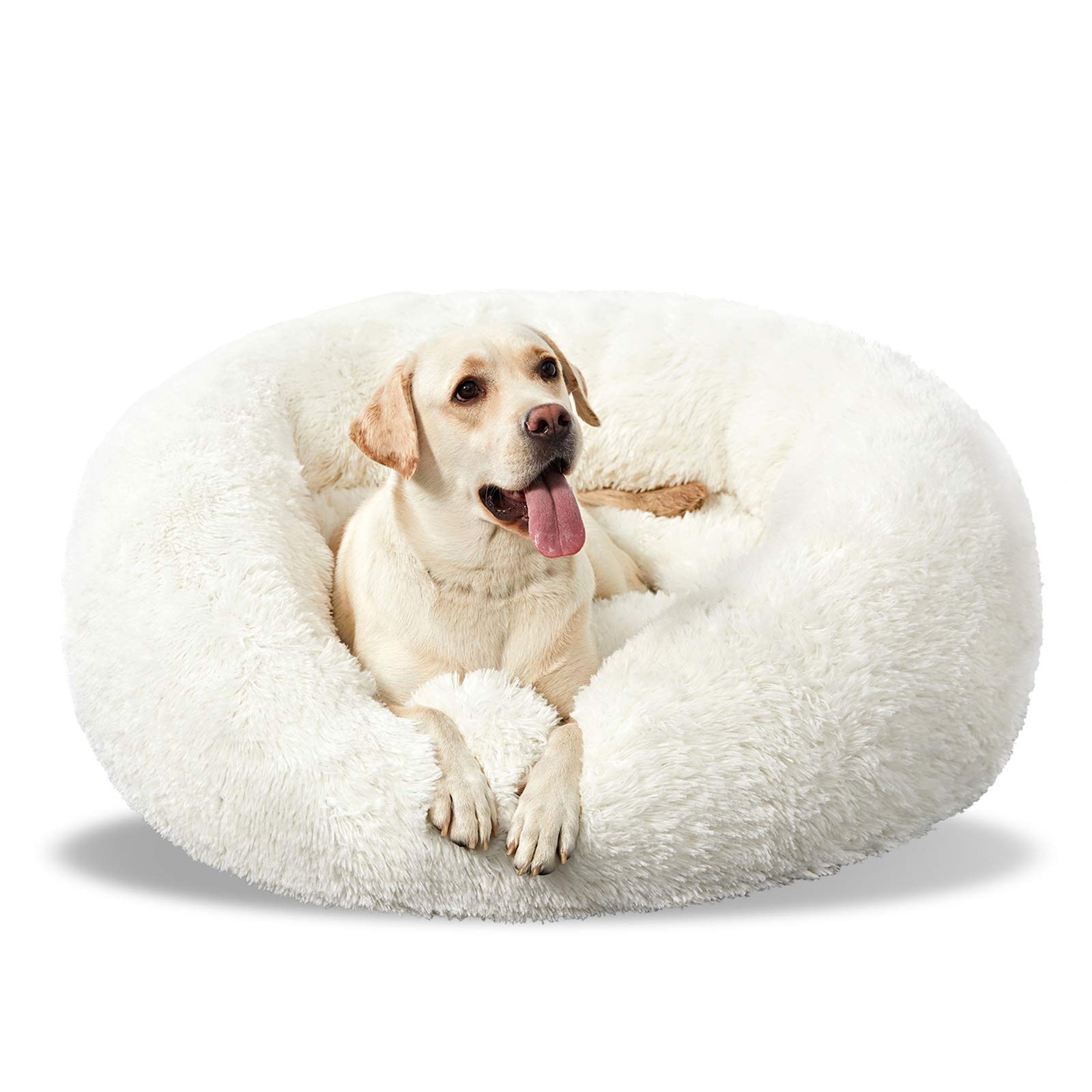 Washable Dog Round Bed Large, Donut Dog Bed Large Dog, Comfy Dog Calming Cuddler Bed
