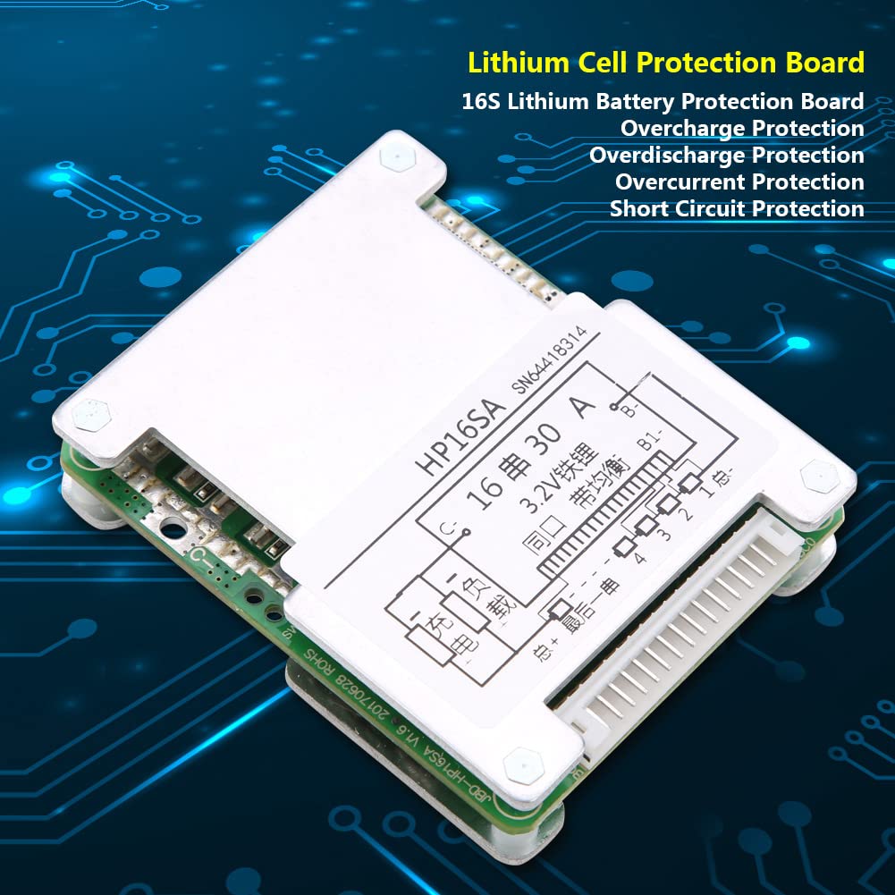 16S Lithium Battery Board, Battery Balance Board with Aluminum Heatsink(16 Strings 3.2V 30A Same Port Equalization)