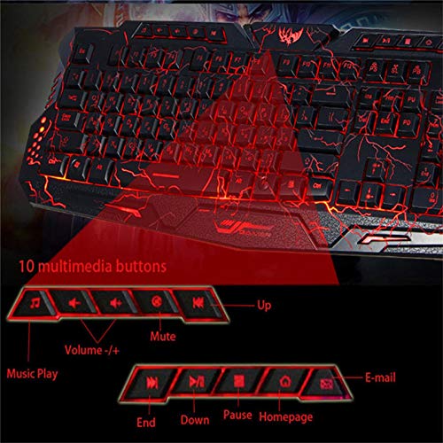 FAIYIWO Excelvan M-200 3 Colors Backlight Wired Gaming Keyboard Fire Cracks FAIYIWO