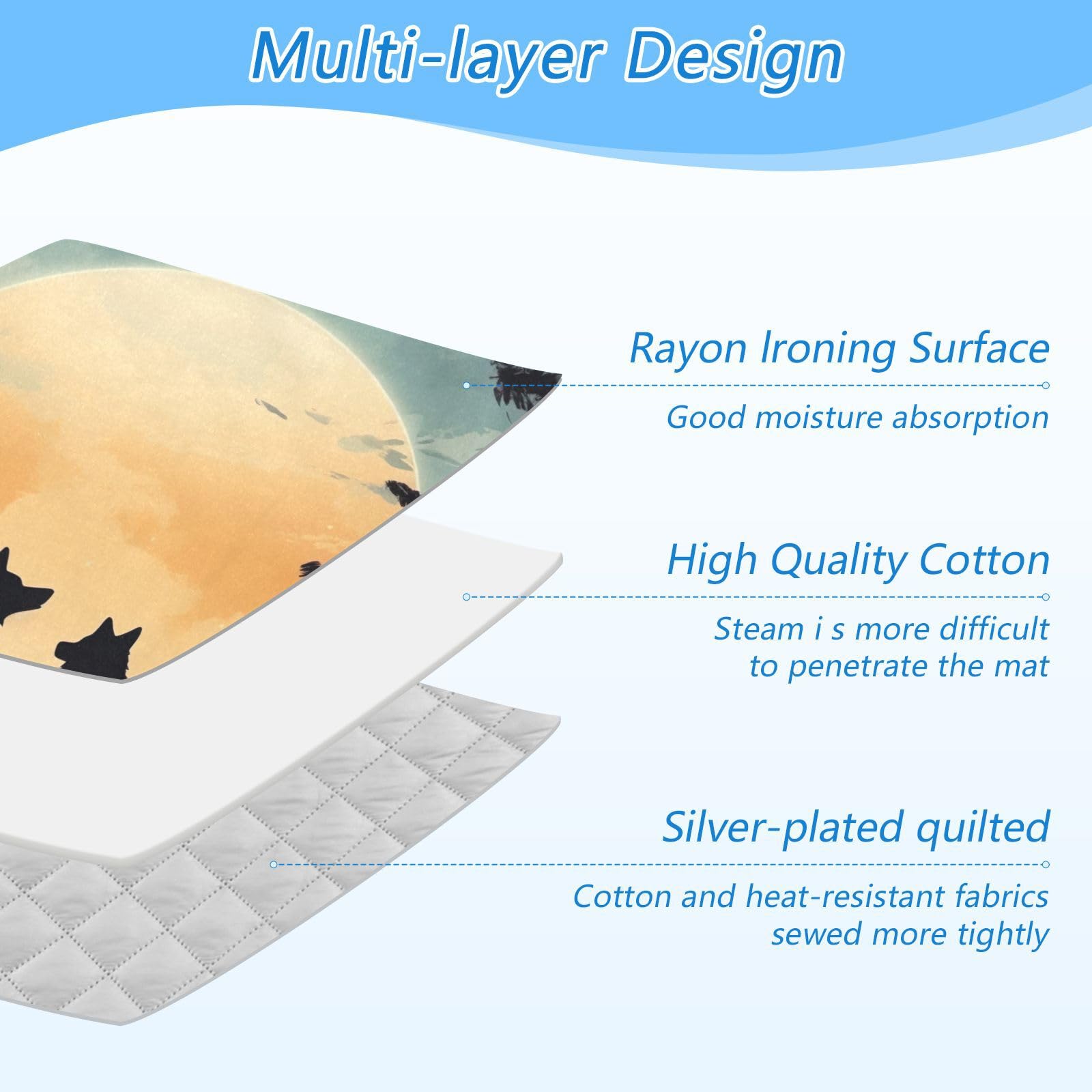 GOODOLD Wolves Under The Moon Ironing Mat Portable Travel Ironing Pad for Washer,Dryer,Table Top, Iron Board Alternative Cover, Large Heat Resistant Ironing Blanket