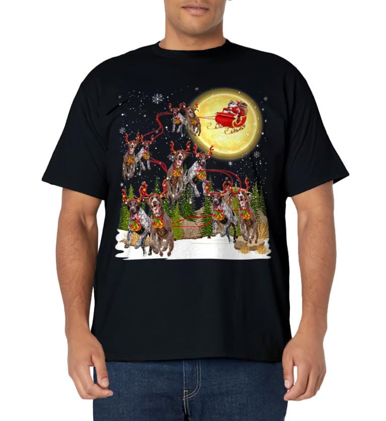 German short haired Pointer Sleigh Christmas Decoration T-Shirt