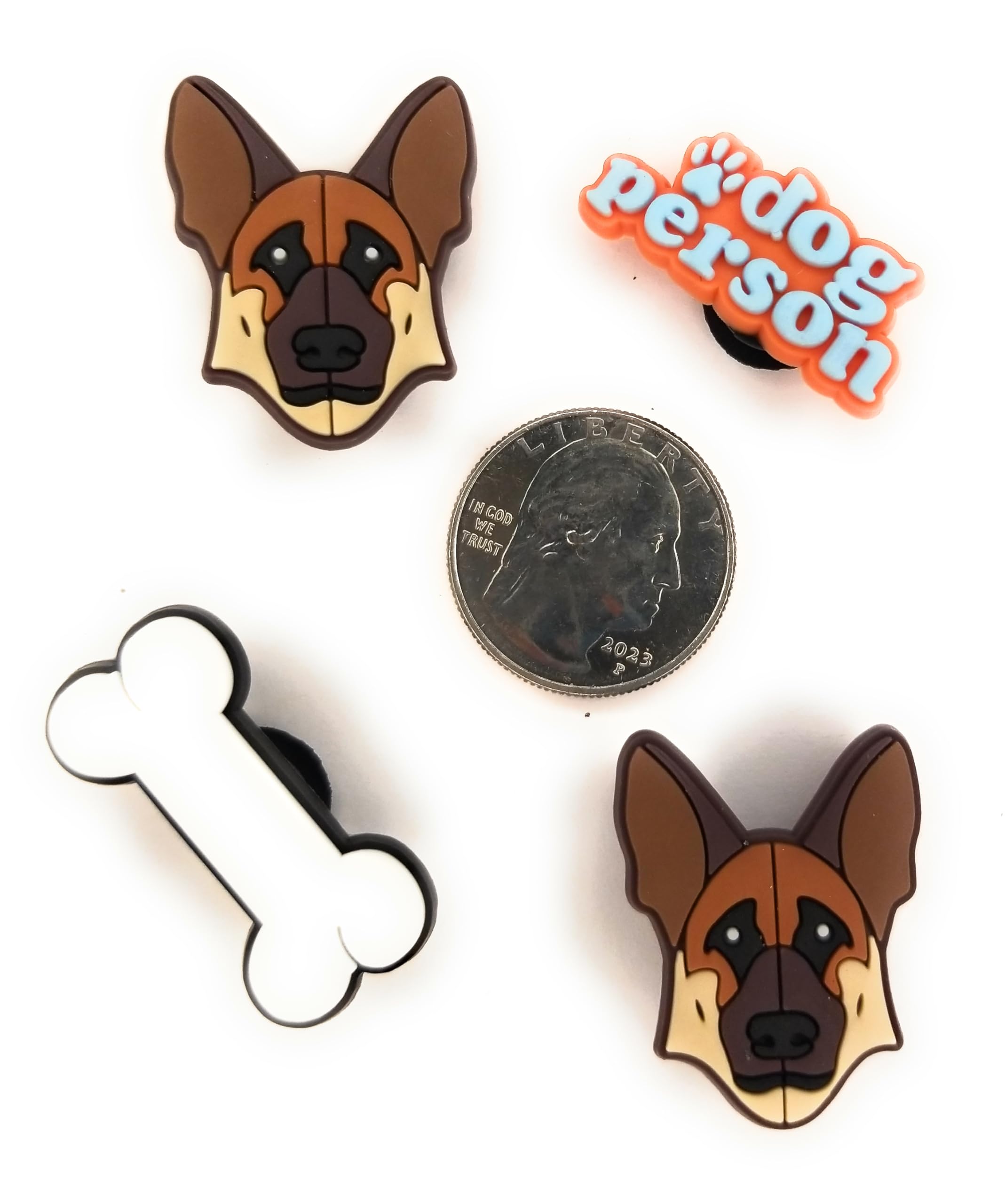 WorkedLikeACharm 4pcs German Shephard Dog Puppy Shoe Charms for Clog Shoes Decoration Gift