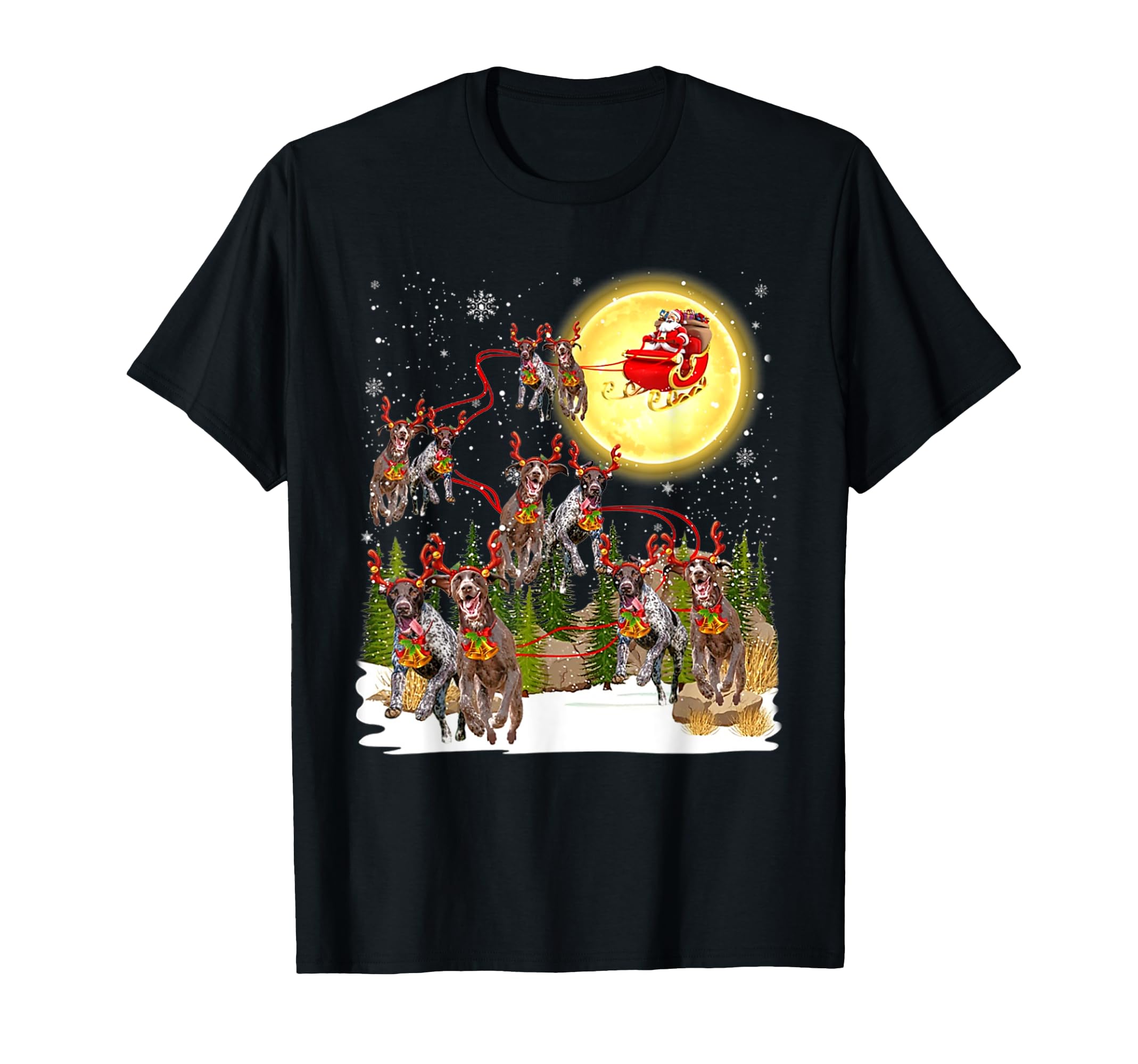 German short haired Pointer Sleigh Christmas Decoration T-Shirt