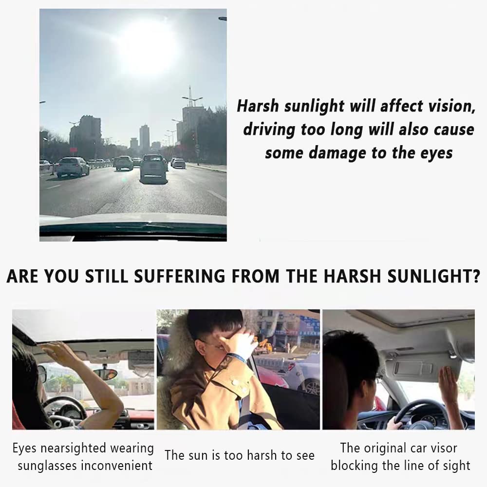 2Pcs Car Visor(Upgraded Version to Block Harmful UV Rays) Adjustable Angle, Anti-Glare 12.6'' x 6'' Safe Driving Car Accessories Sun Visor Extender, Universal for Cars, Trucks, SUVs. (2Pcs)