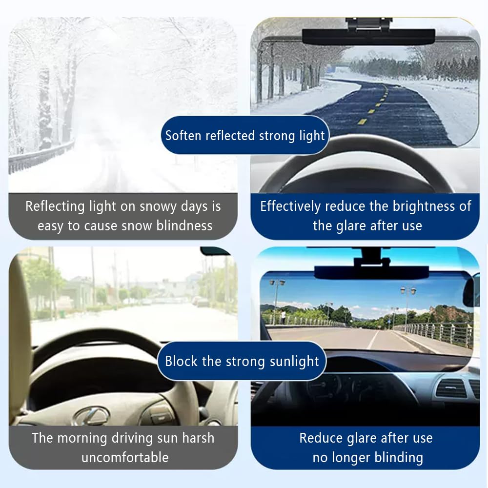 2Pcs Car Visor(Upgraded Version to Block Harmful UV Rays) Adjustable Angle, Anti-Glare 12.6'' x 6'' Safe Driving Car Accessories Sun Visor Extender, Universal for Cars, Trucks, SUVs. (2Pcs)