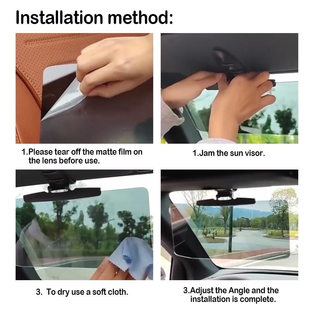 2Pcs Car Visor(Upgraded Version to Block Harmful UV Rays) Adjustable Angle, Anti-Glare 12.6'' x 6'' Safe Driving Car Accessories Sun Visor Extender, Universal for Cars, Trucks, SUVs. (2Pcs)