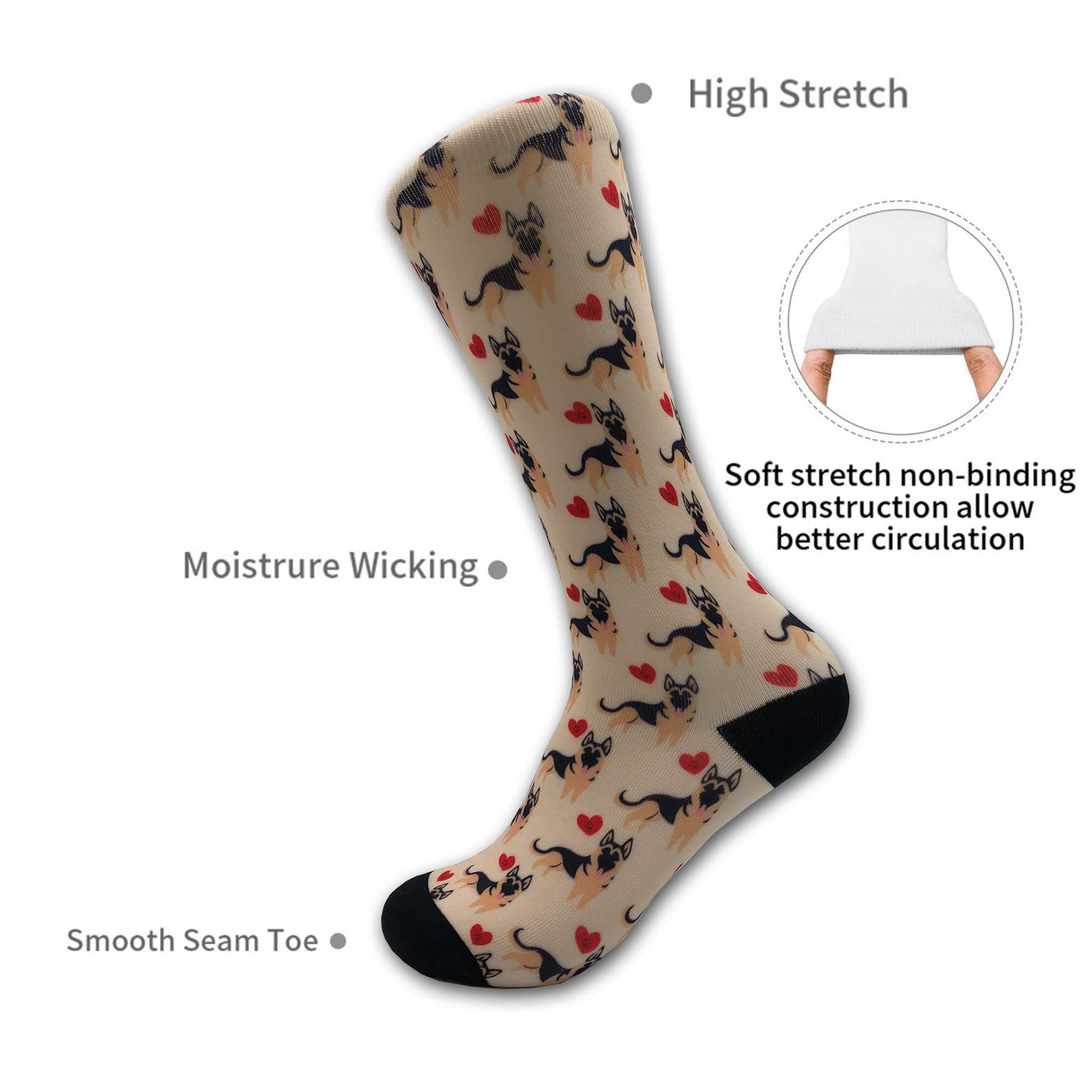 German Shepherd Socks for Women Men, Novelty Crazy Socks Crew Socks Funny German Shepherd Gifts for Dog Lover One Size