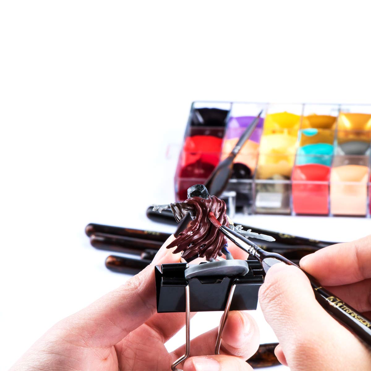 Transon Artist Detail Paint Brushes with Case 15pces for Model Miniature Painting