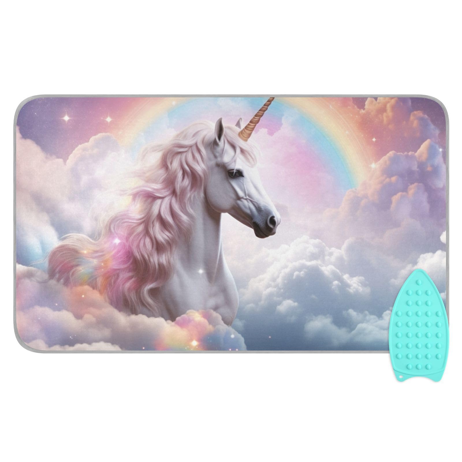 GOODOLD Rainbow Unicorn Ironing Mat Portable Travel Ironing Pad for Washer,Dryer,Table Top, Iron Board Alternative Cover, Large Heat Resistant Ironing Blanket