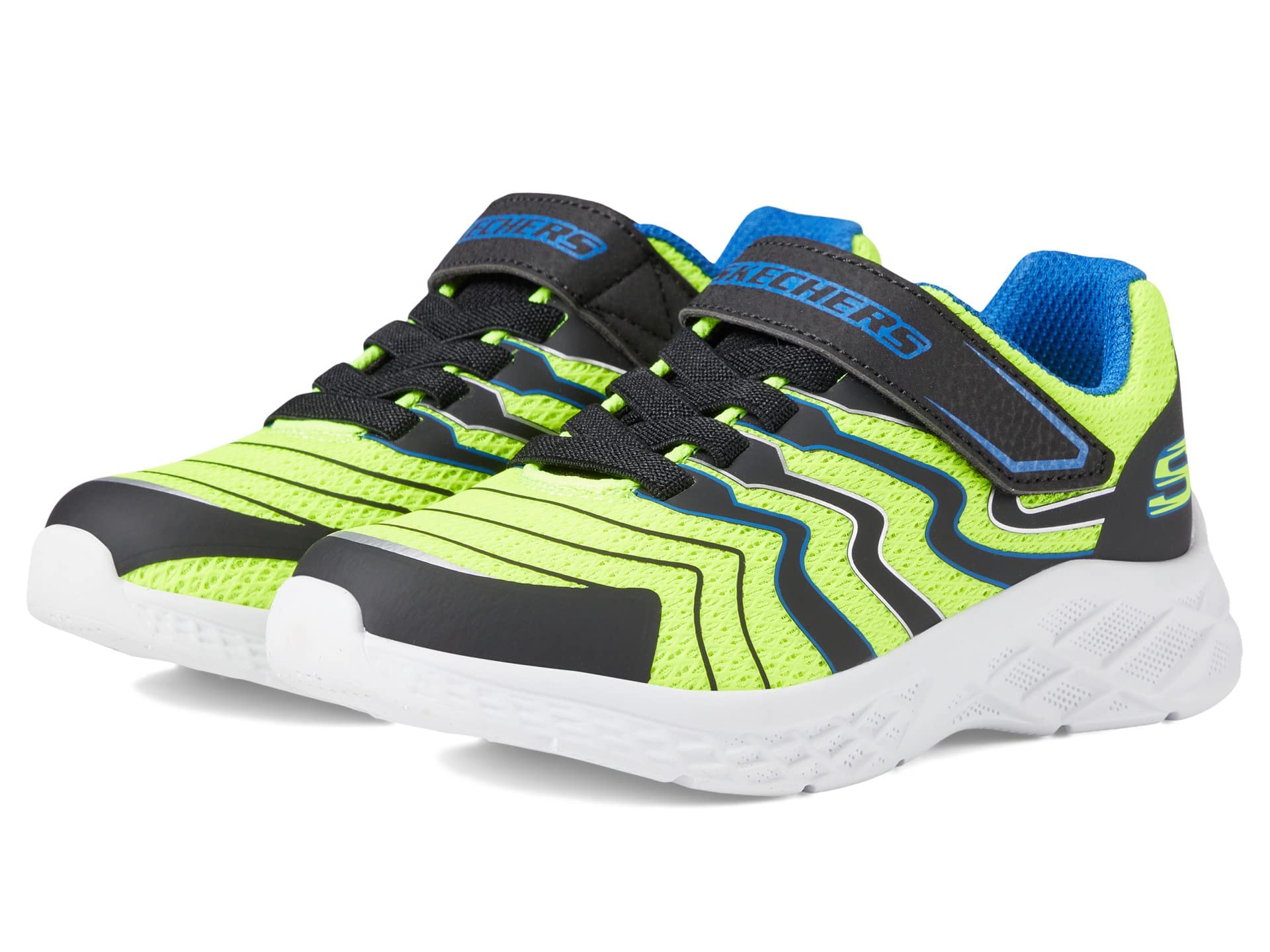 Skechers Boy's Microspec II - Troms (Little Kid/Big Kid) Black/Yellow/Blue 3 Little Kid M