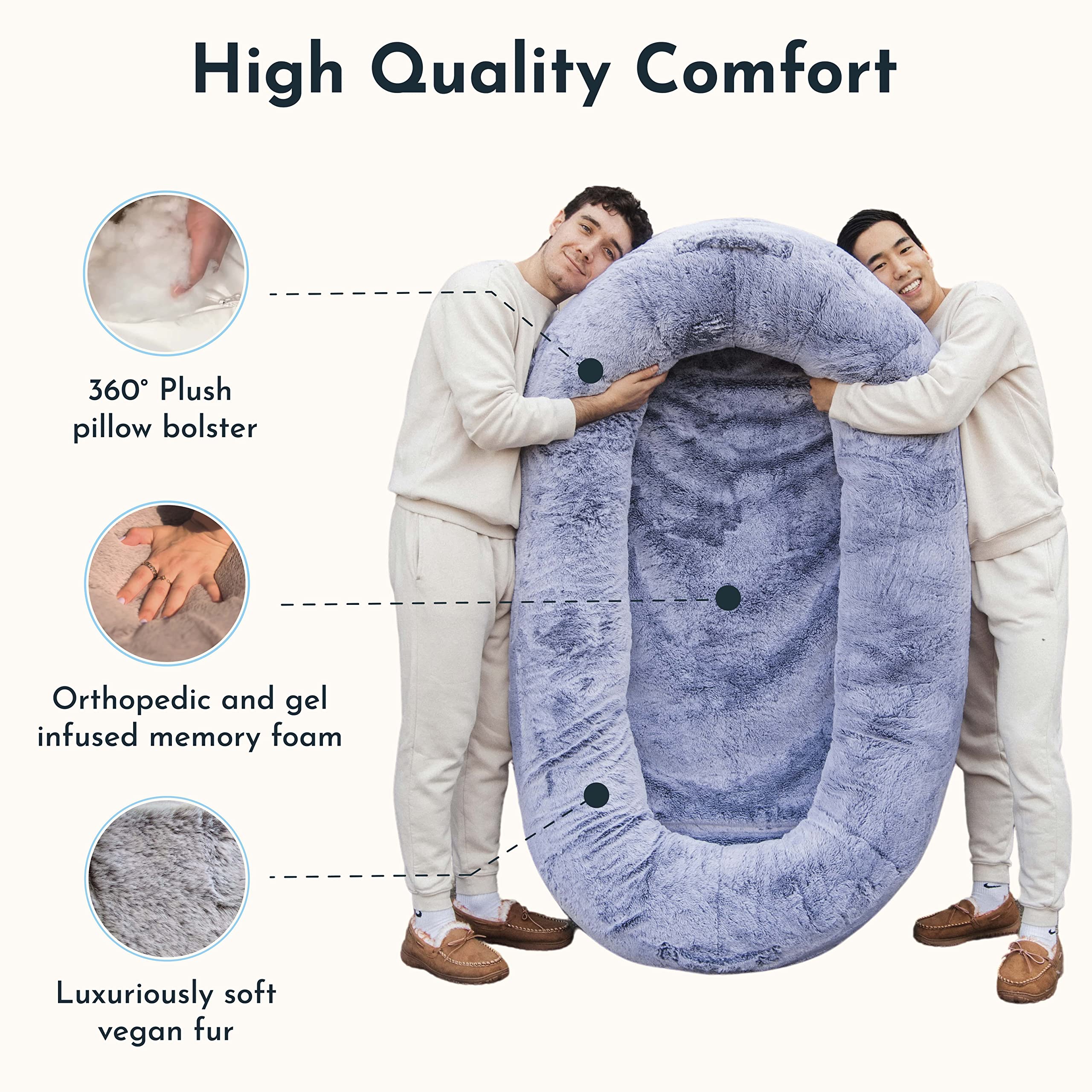 Plufl, The Original Human Dog Bed for Adults, Kids, and Pets. As Seen on Shark Tank. Comfy Plush Large Bean Bag with Memory Foam, Machine Washable, and Durable. Perfect nap and Floor Bed - Arctic Grey