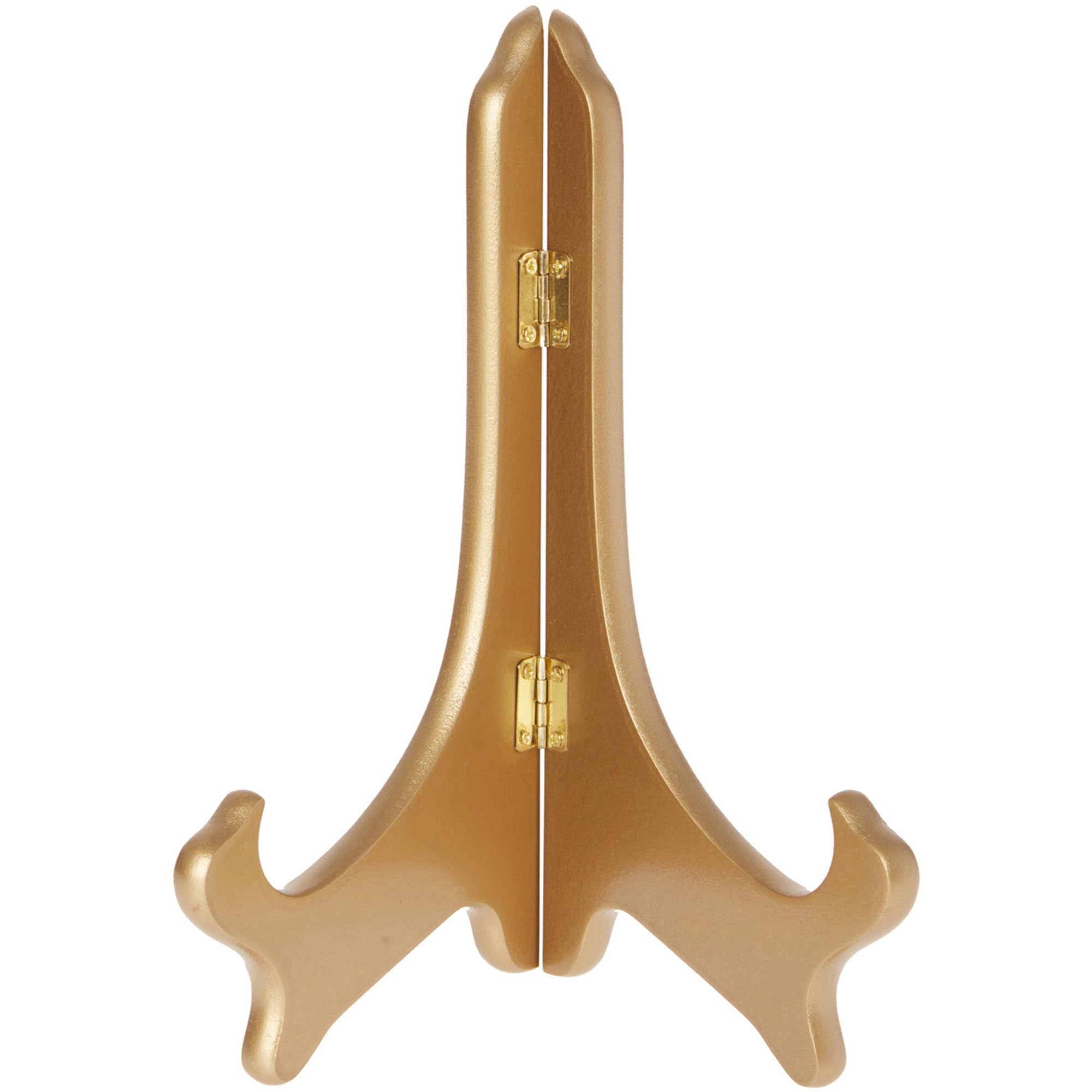Bard's Hinged Gold-toned MDF Wood Plate Stand, 9" H x 7.25" W x 5" D (For 9" - 10.5" Plates), Pack of 2