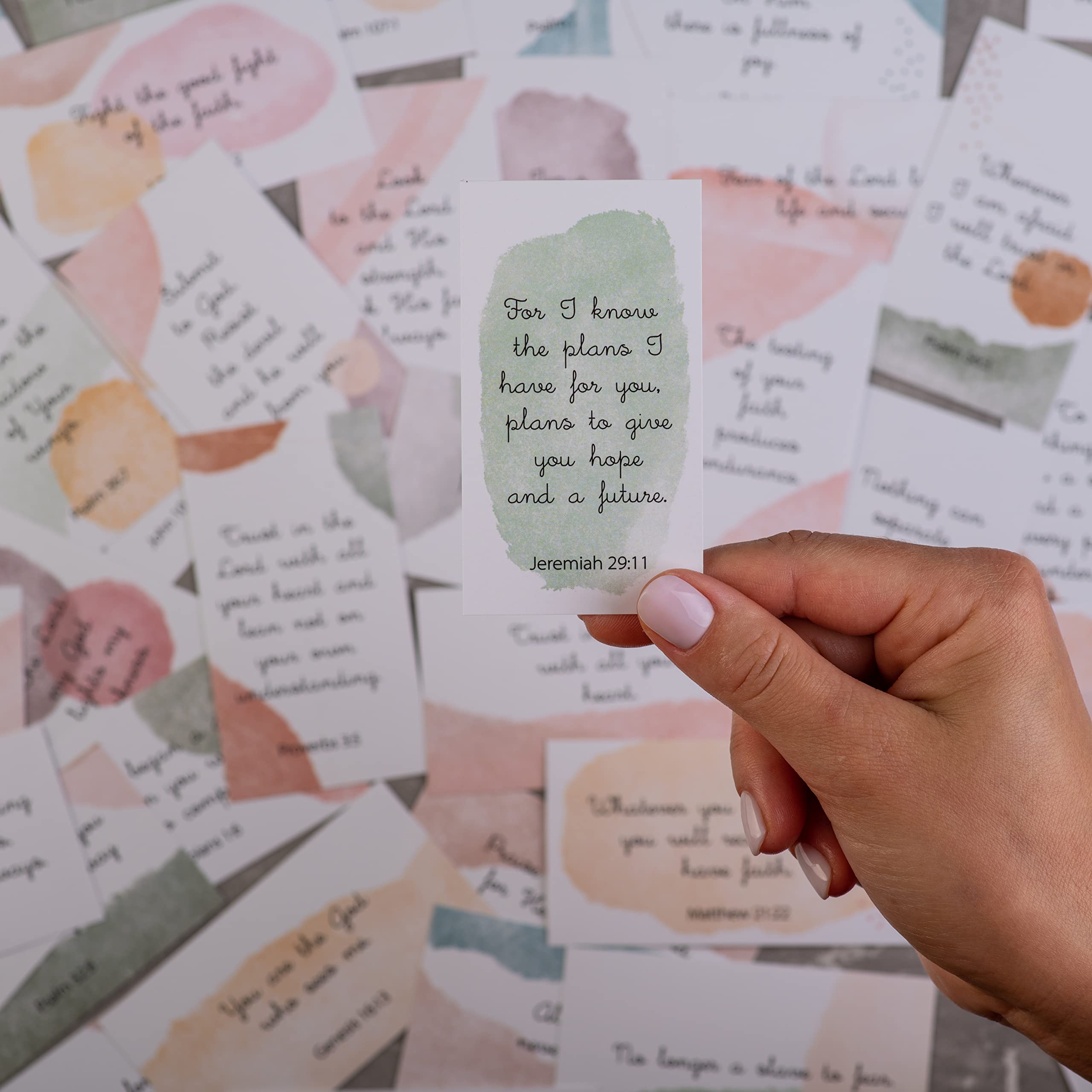 DIVERSEBEE Inspirational Prayer Cards, 60 Unique Bible Verse Cards, Assorted Mini Scripture Cards, Encouragement Motivational Cards, Christian Bible Gifts (Watercolor)