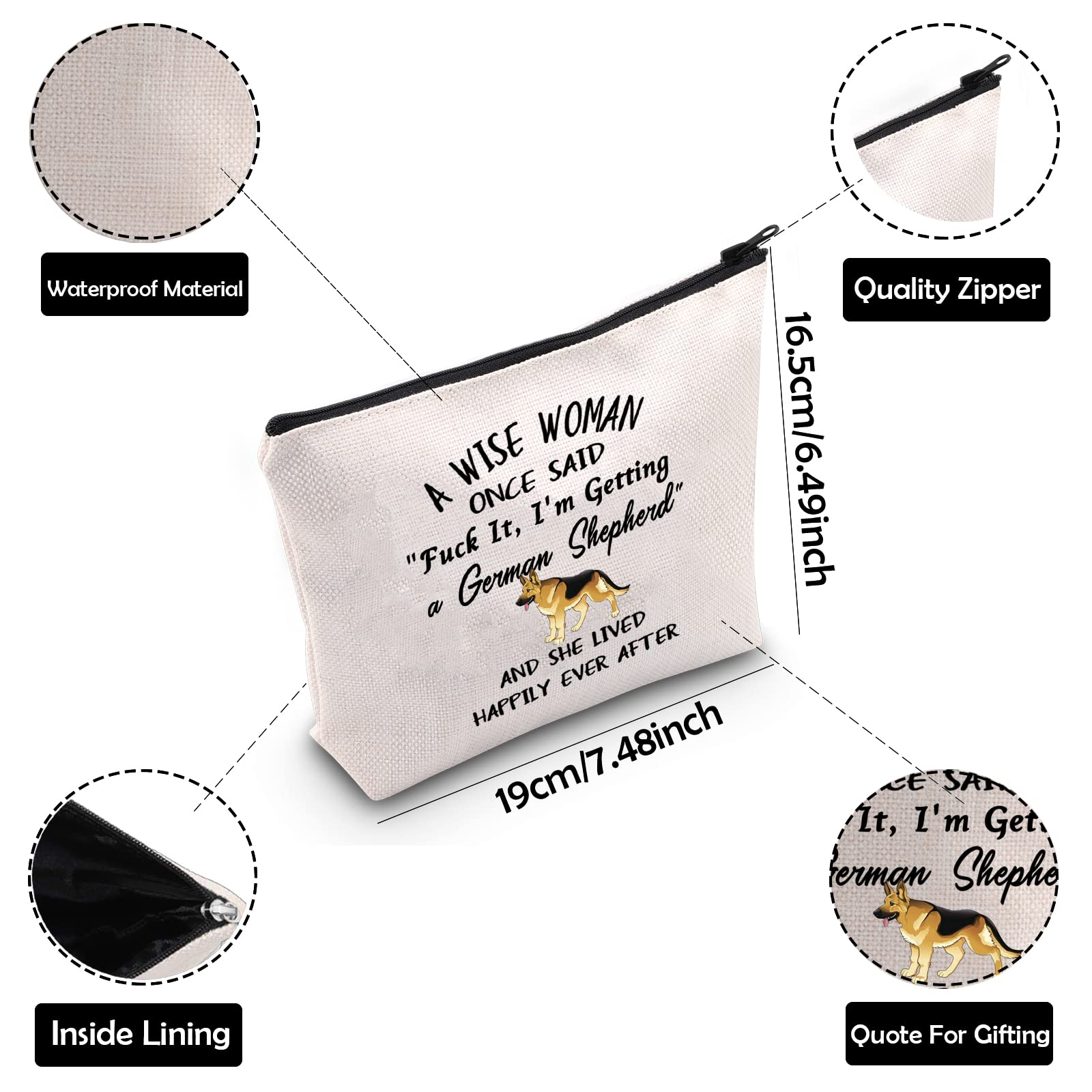 ZJXHPO German Shepherd Cosmetic Bag - Makeup Zipper Pouch Bag - Gifts For Women, Mom