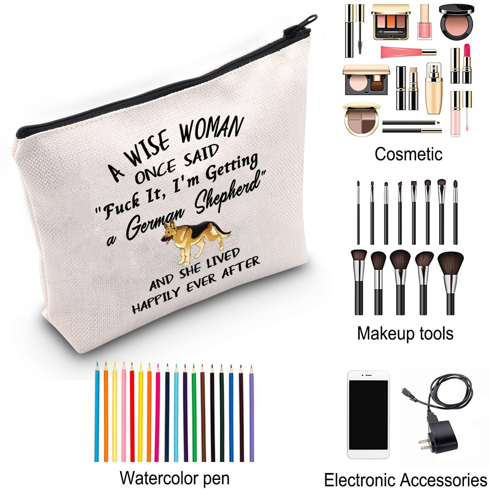 ZJXHPO German Shepherd Cosmetic Bag - Makeup Zipper Pouch Bag - Gifts For Women, Mom