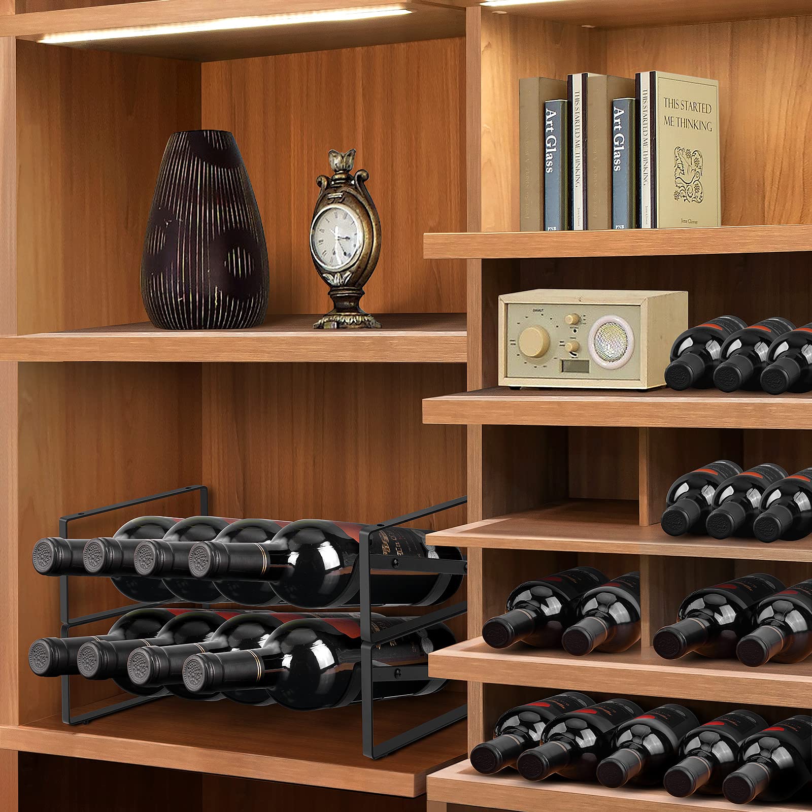 2 Tier Wine Rack,Tabletop Stackable Wine Rack Freestanding Wine Racks Countertop for Kitchen Pantry Cabinet for Kitchen, Bar, Pantry, Wine Cellar, Basement, Countertop, Cabinet