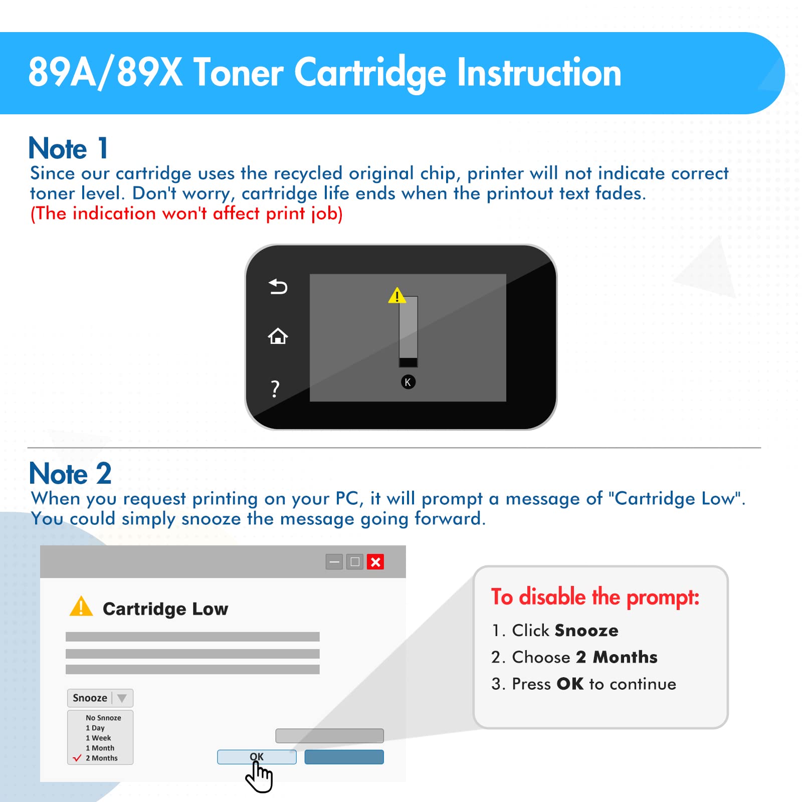 CF289A 89A Black Toner Cartridge 2-Pack Replacement for HP 89A CF289A 89X CF289X for HP Enterprise M507 M507n M507dn M507x MFP M528dn M528f M528c M528z M528 Series Printer Ink