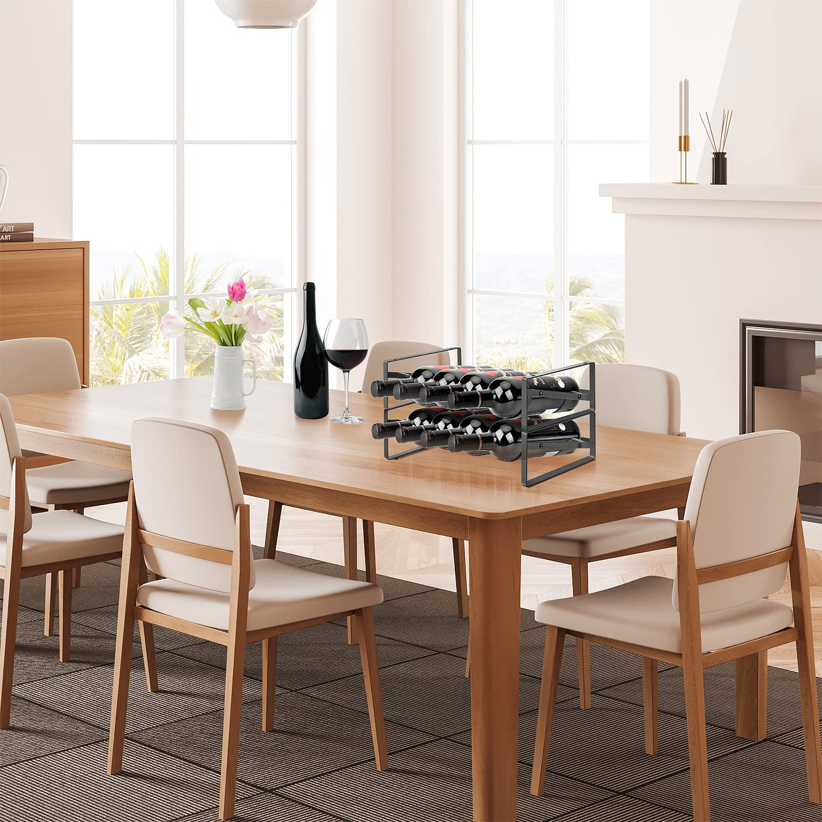 2 Tier Wine Rack,Tabletop Stackable Wine Rack Freestanding Wine Racks Countertop for Kitchen Pantry Cabinet for Kitchen, Bar, Pantry, Wine Cellar, Basement, Countertop, Cabinet