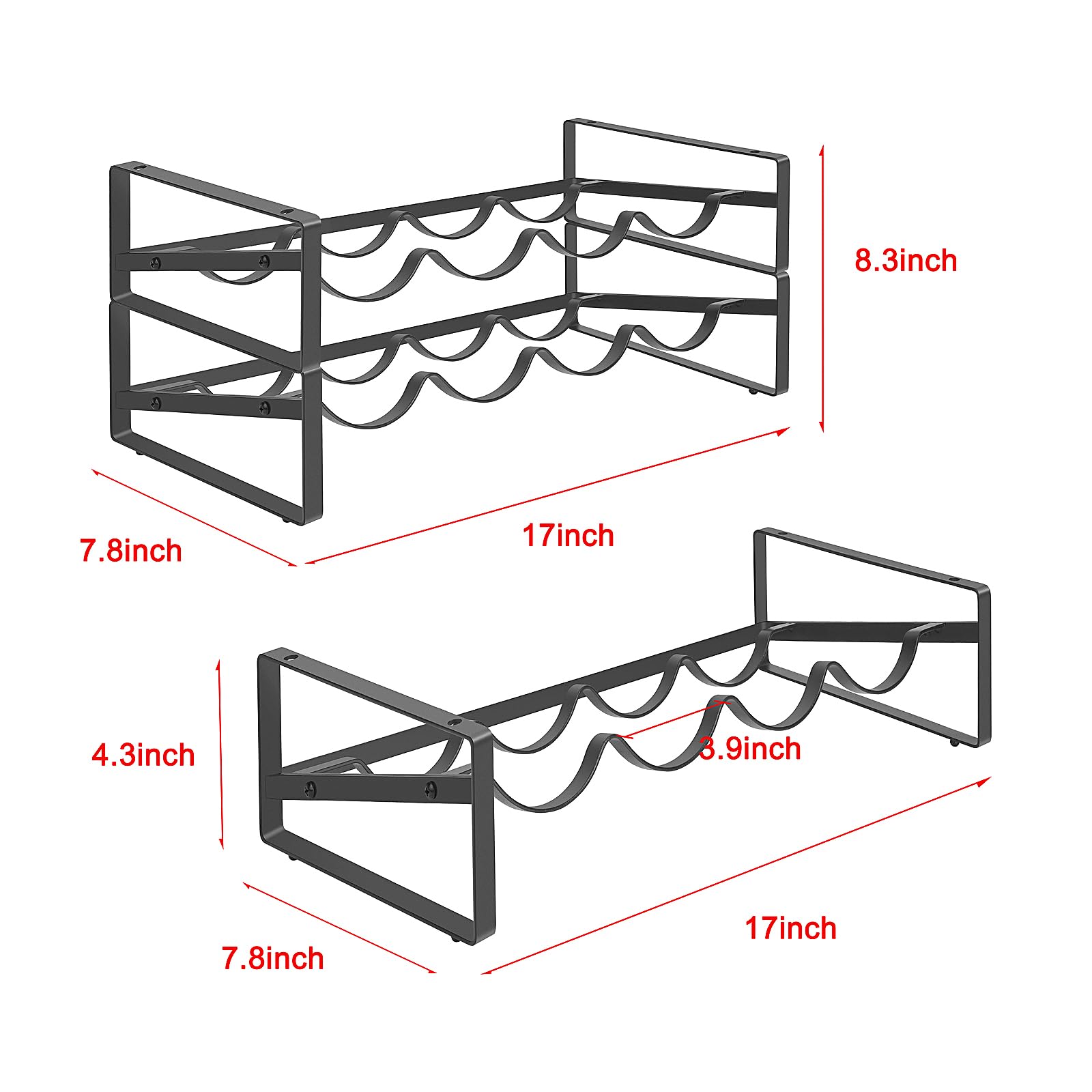 2 Tier Wine Rack,Tabletop Stackable Wine Rack Freestanding Wine Racks Countertop for Kitchen Pantry Cabinet for Kitchen, Bar, Pantry, Wine Cellar, Basement, Countertop, Cabinet