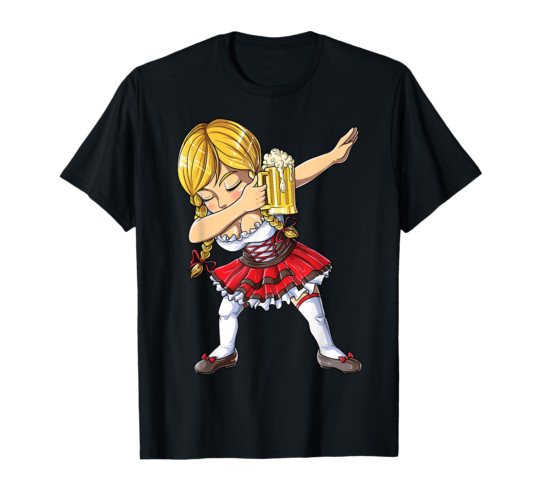 Dabbing German Girl T Shirt Oktoberfest Women Dirndl Beer T-Shirt