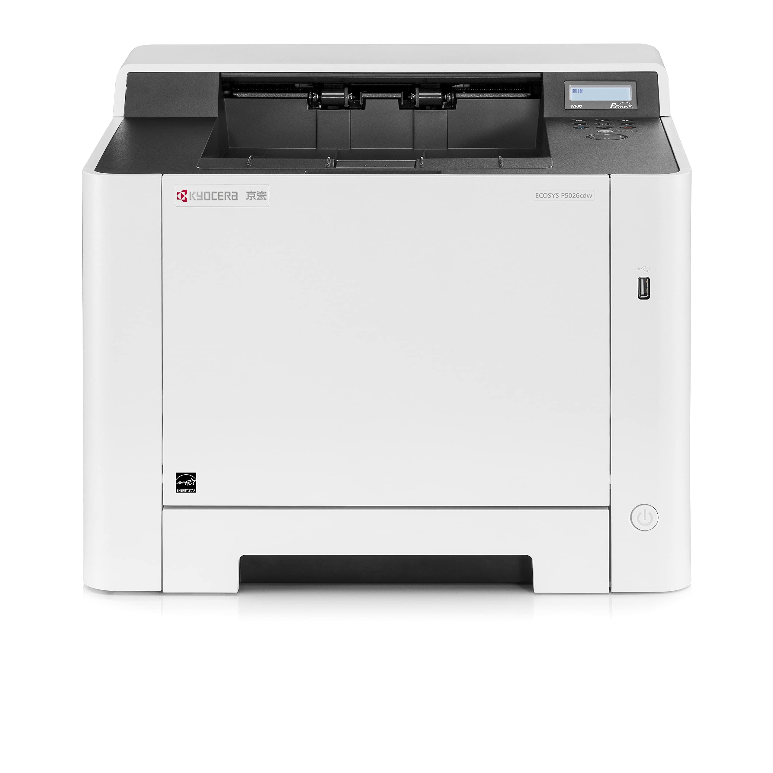 Kyocera ECOSYS P5026cdw Color Network Laser Printer, 27 ppm, Standard 1200dpi, Standard Duplex, Gigabit Ethernet, USB, Wireless & Wi-Fi Direct, Mobile Print, 512 MB Memory, 2 Line LCD Screen