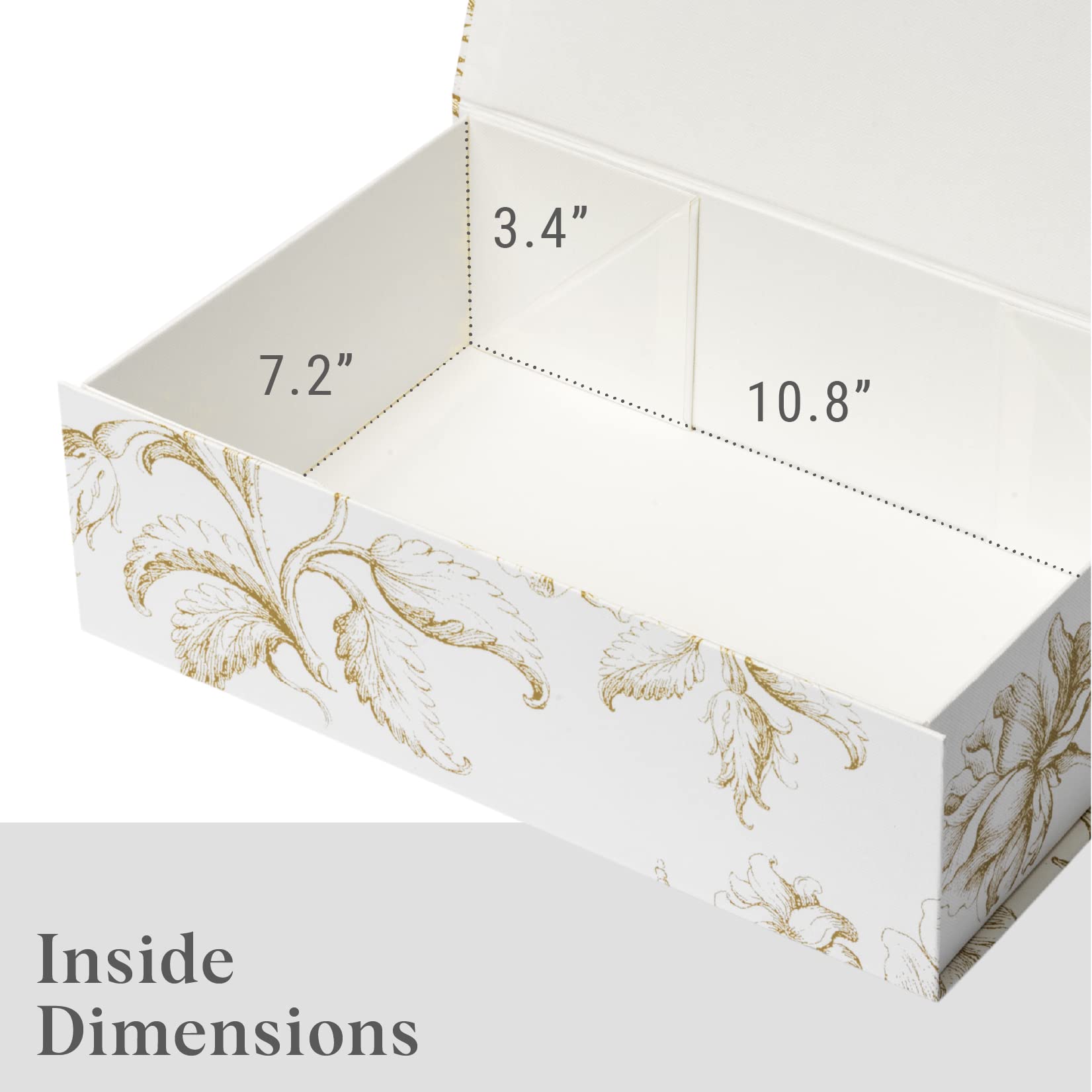 Sorarto Luxury Magnetic Gift Box | Sturdy Reusable Decorative Gift Boxes for Groomsmen & Bridesmaid Proposal, Wedding, Fancy Birthday Presents in White Linen Fabric Paper, 11.5" x 7.5" x 3.5" (Golden Bouquet)