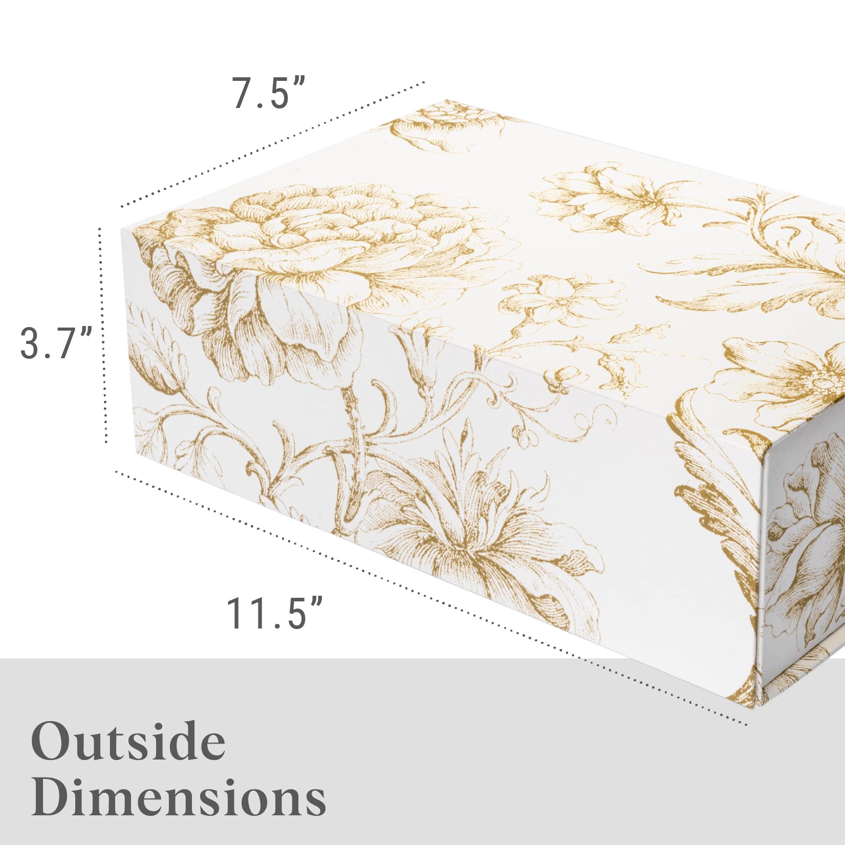 Sorarto Luxury Magnetic Gift Box | Sturdy Reusable Decorative Gift Boxes for Groomsmen & Bridesmaid Proposal, Wedding, Fancy Birthday Presents in White Linen Fabric Paper, 11.5" x 7.5" x 3.5" (Golden Bouquet)