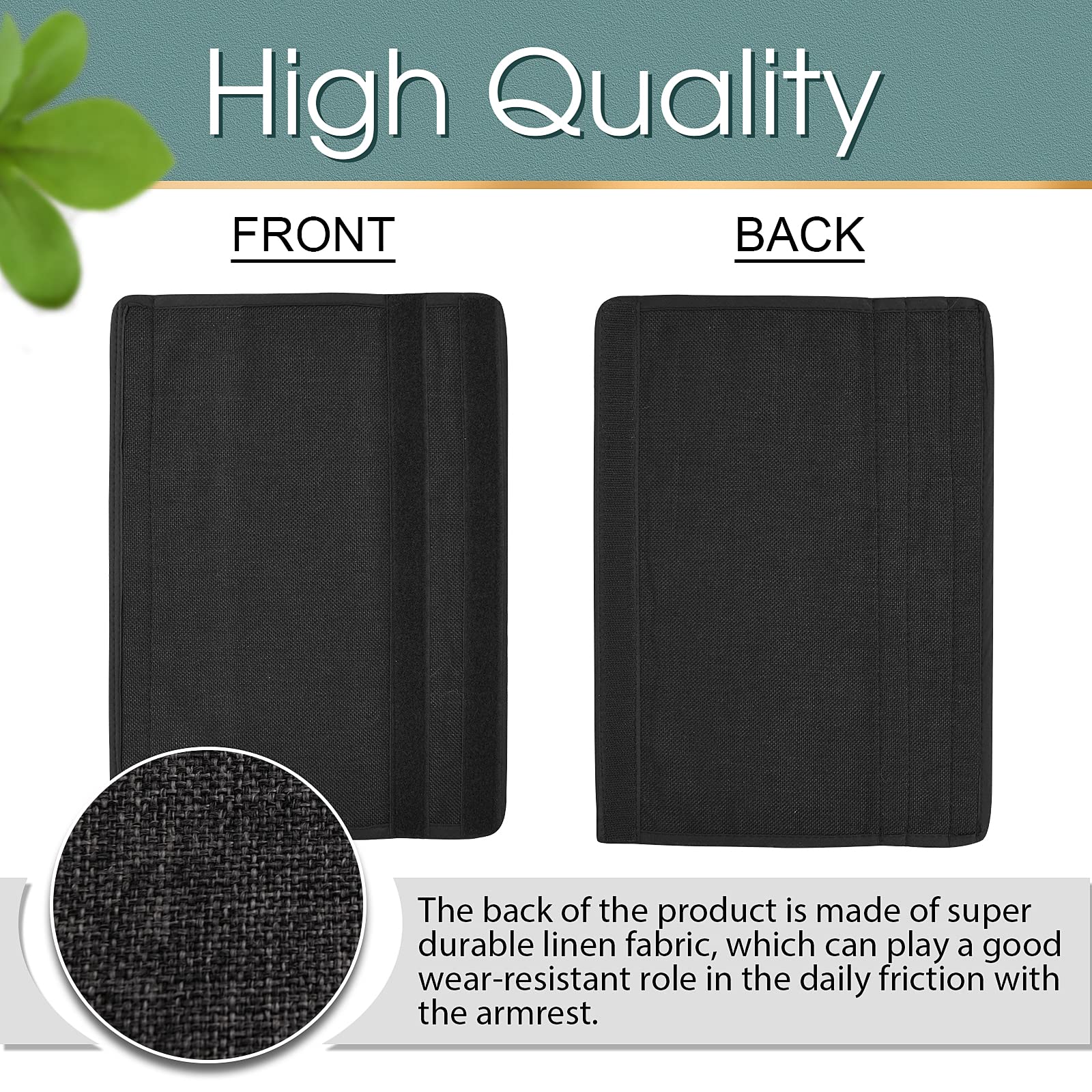 Joywell Linen Office Chair Armrest Pads, Adjustable Comfy Ergonomic Chair Arm Rest Covers, Removable Elbows Support and Forearms Pressure Relief, Set of 2, Black