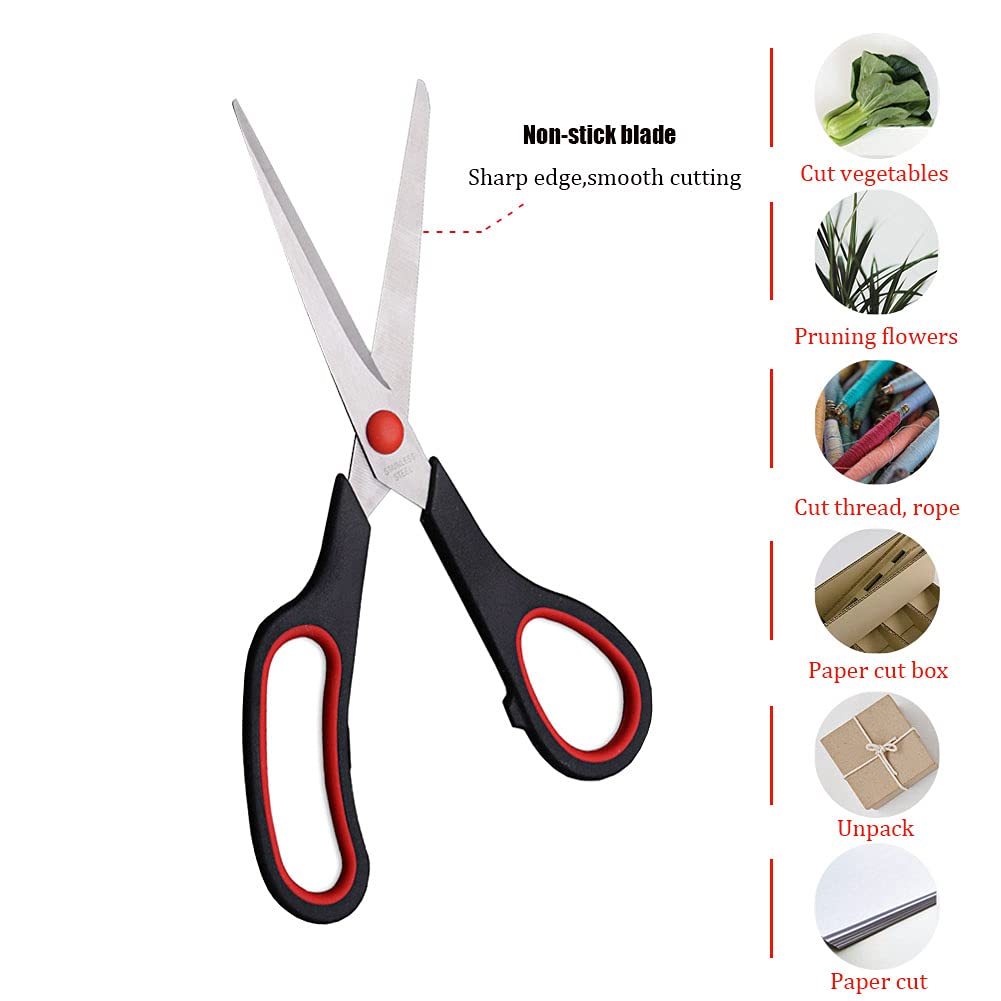 Scissors, Multipurpose office Scissors ,8.5 Inch Ultra Sharp Shears, Comfort-Grip Handles Household scissors,Sturdy Sharp Craft Supplies - Pack of 5, Right/Left Hande
