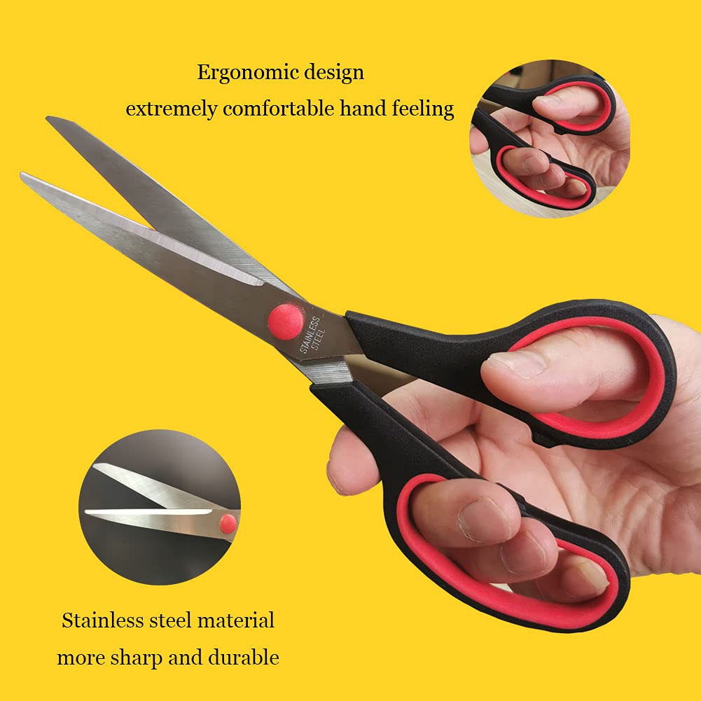 Scissors, Multipurpose office Scissors ,8.5 Inch Ultra Sharp Shears, Comfort-Grip Handles Household scissors,Sturdy Sharp Craft Supplies - Pack of 5, Right/Left Hande