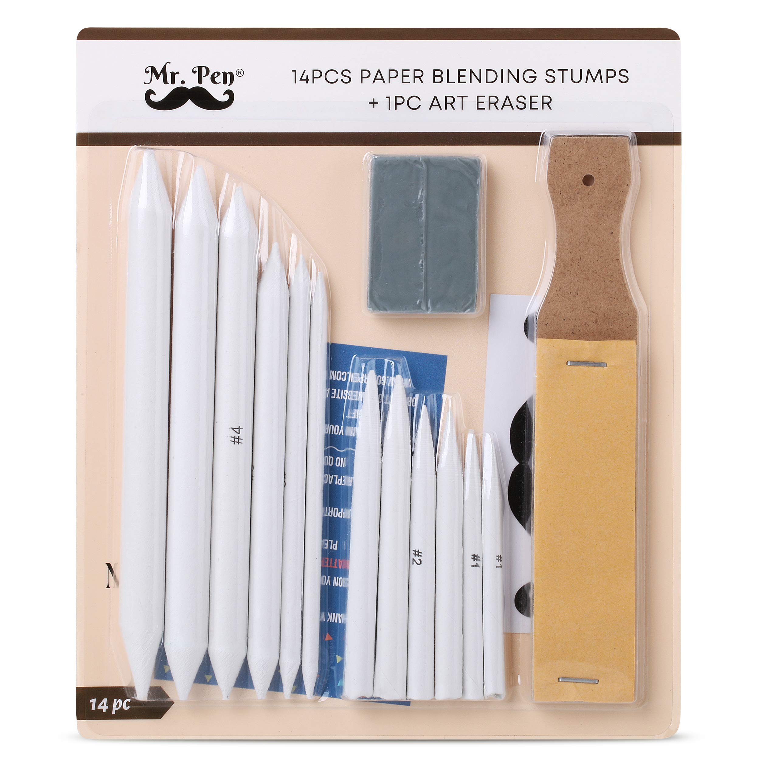 Mr. Pen- Blending Stump, 14 Pack with Art Eraser, Blending Stumps for Drawing, Shading Pencils for Sketching, Blending Pencil, Blending Sticks for Drawing, Blending Tool, Blending Tools for Drawing