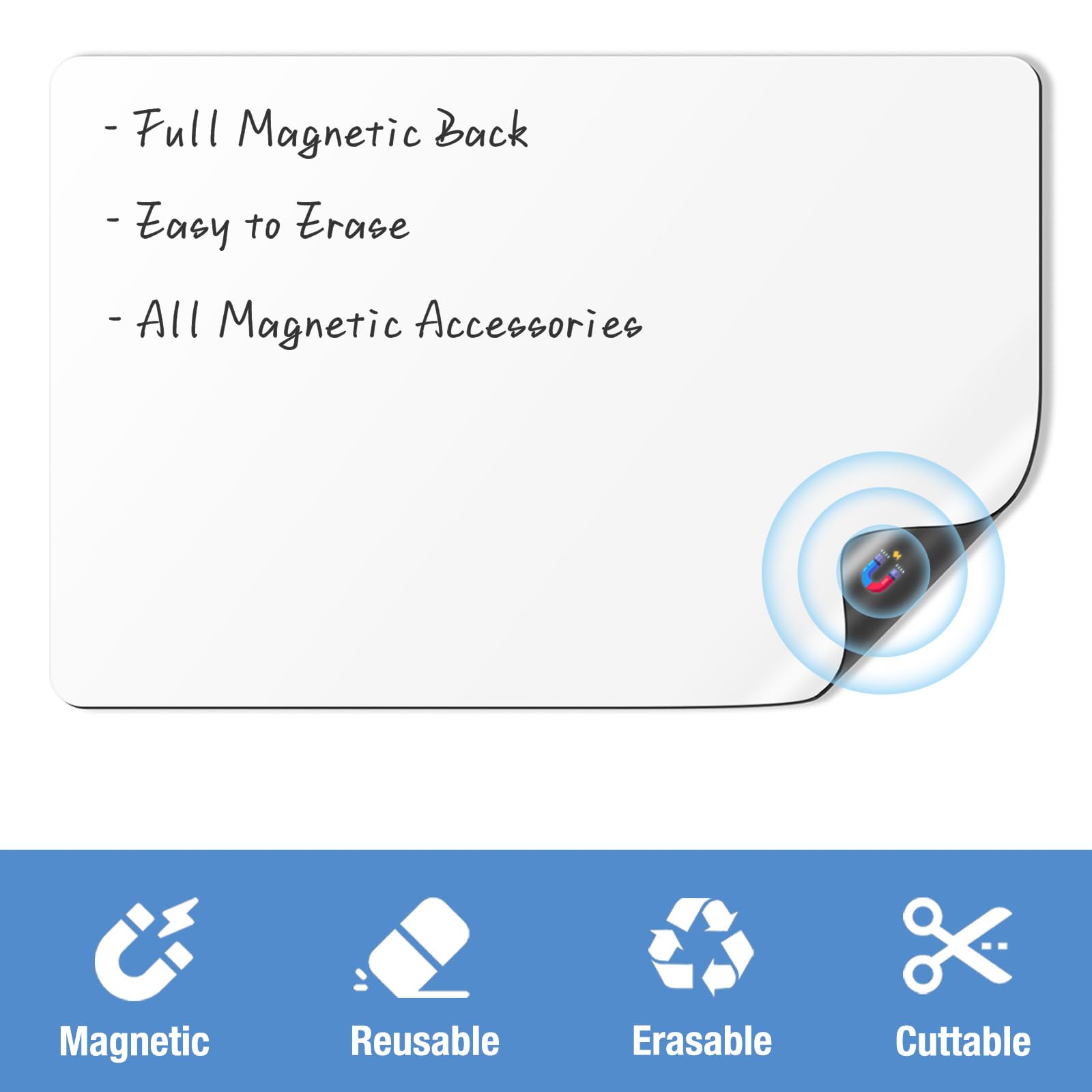 Magnetic Dry Erase Whiteboard for Fridge,Easy to Write and Clean Refrigerator Magnets for Whiteboard Flexible with Magnetic Markers and Eraser