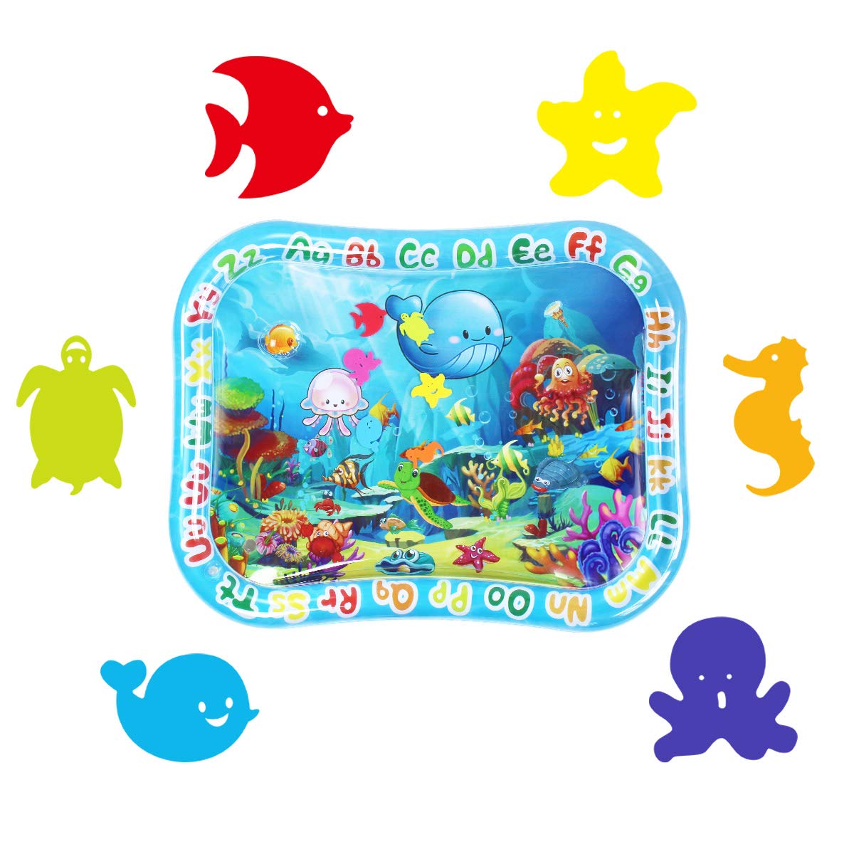 SUNSHINE-MALL Baby Play Water mat, Tummy Baby Toys with BB Call, Fun Early Development Activity Play Center for Newborn (100 x 80 cm), Blue