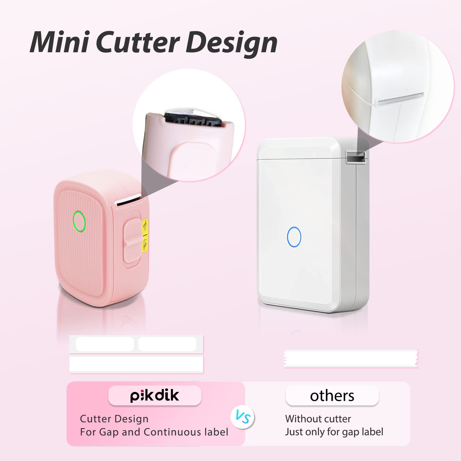 PikDik Bluetooth Label Maker Machine - Mini Portable Labeler with Tape, Label Printer for Labeling Jars Bins Home Organizing Office, Compatible with iPhone Android, USB Rechargeable Easy to Use