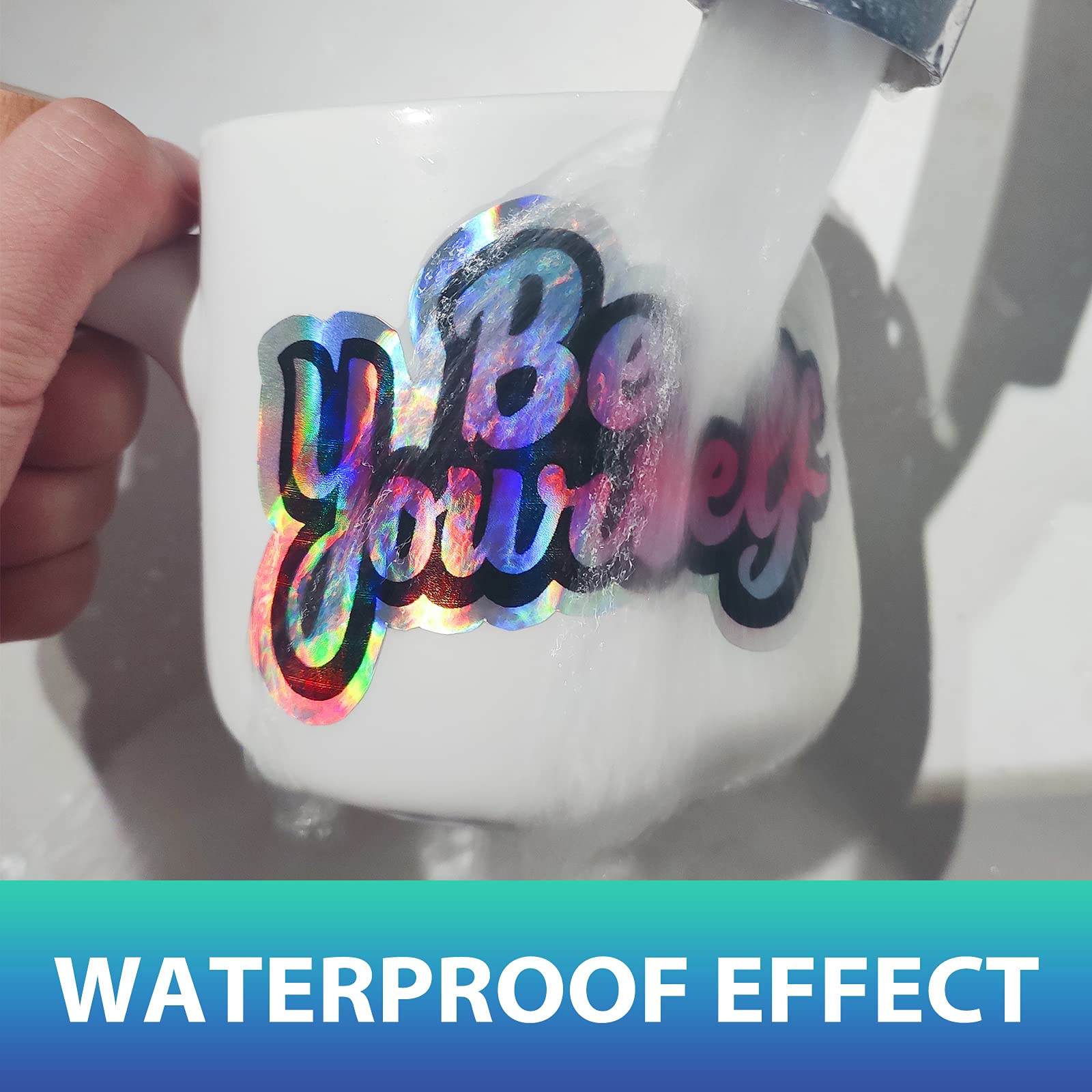Printable Holographic Sticker Paper for Your Ink Jet Printer 8.5 x 11 Inches Dries Quickly Waterproof Sticker Paper Rainbow Vinyl Sticker Paper 20 pcs