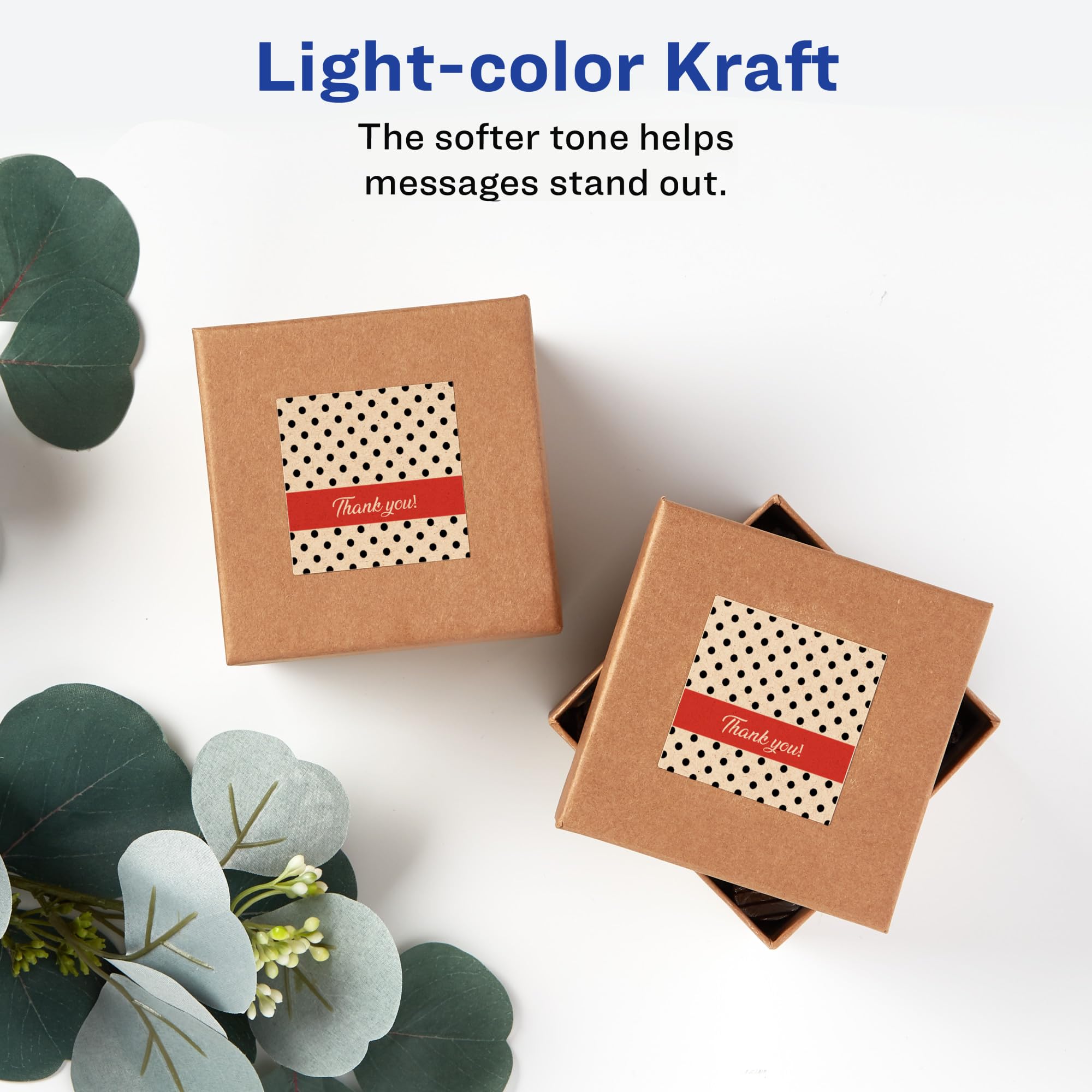 Avery Printable Blank Square Labels, 2" x 2", Kraft Brown, 300 Customizable Labels (22846)