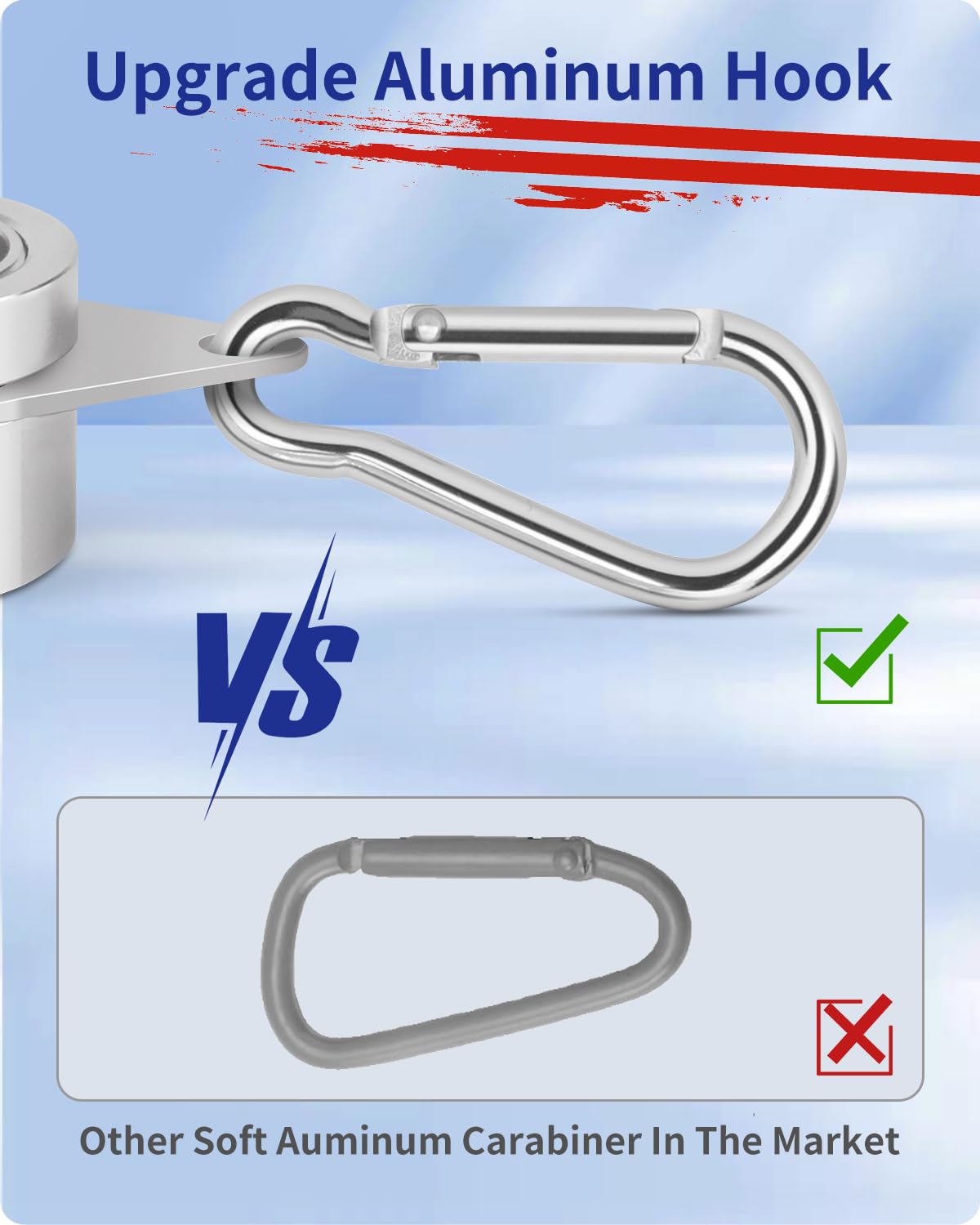 BonyTek 2 Pack Aluminum Alloy Flag Pole Rings, 360 Degree Rotating Flagpole Flag Mounting Rings Spinning Flag Pole Kit with Carabiner for 0.75-1.00 Inch Diameter Flagpole (Φ 1 inch, Silver)